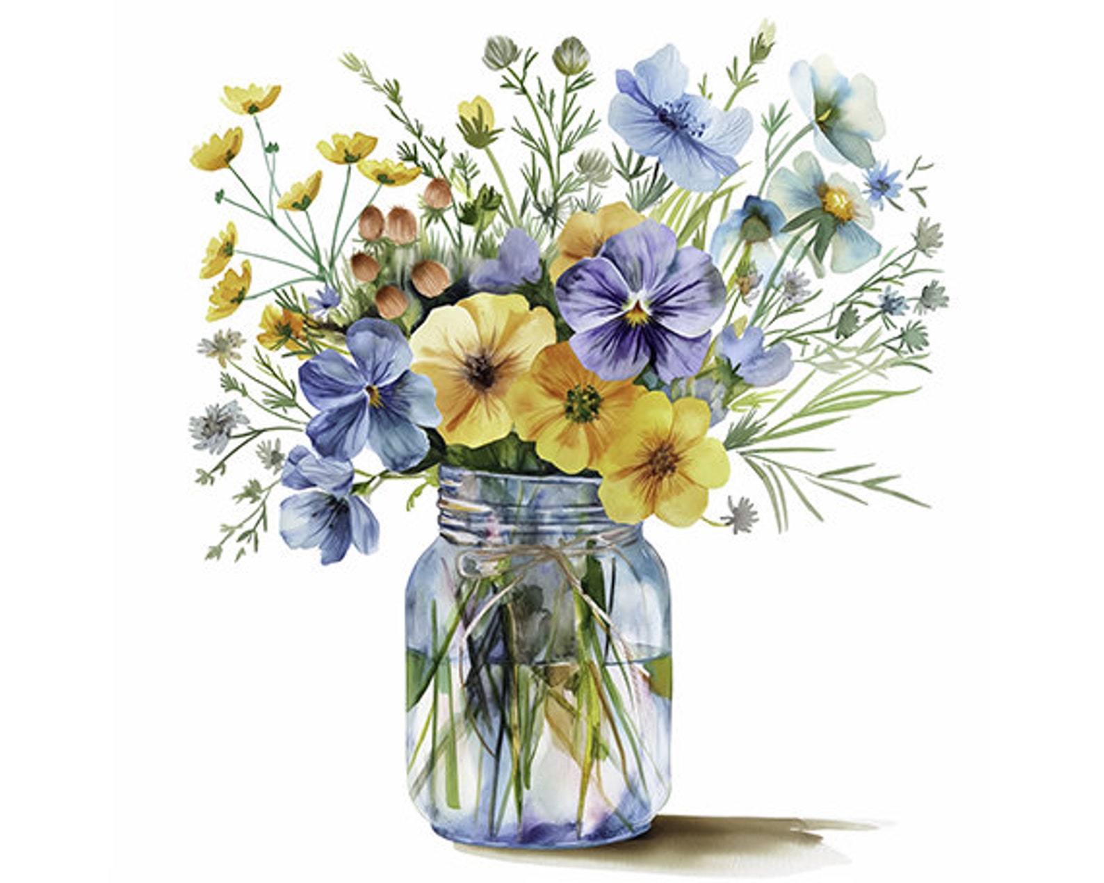 10 Watercolor Spring Flower Bouquets PNG Clipart Bundle Digital ...