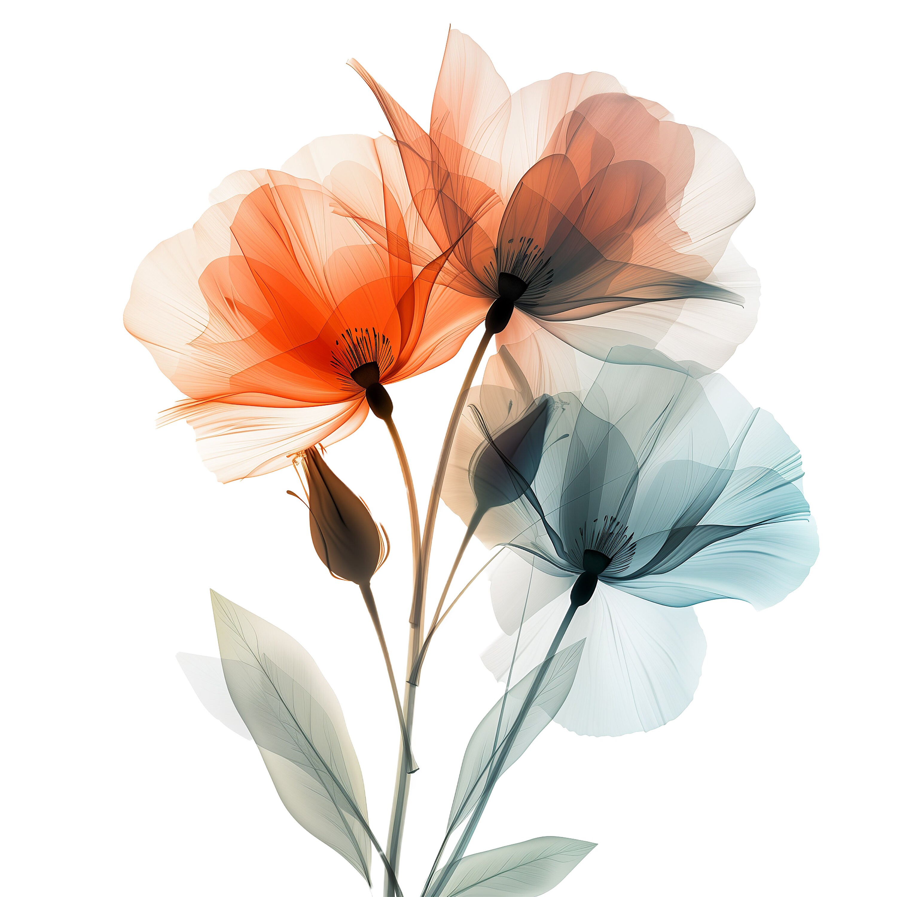 Transparent Background Abstract Flowers PNG Clipart Bundle Digital ...
