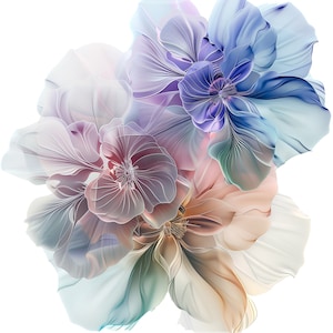 Transparent Background Abstract Flowers PNG Clipart Bundle Digital ...