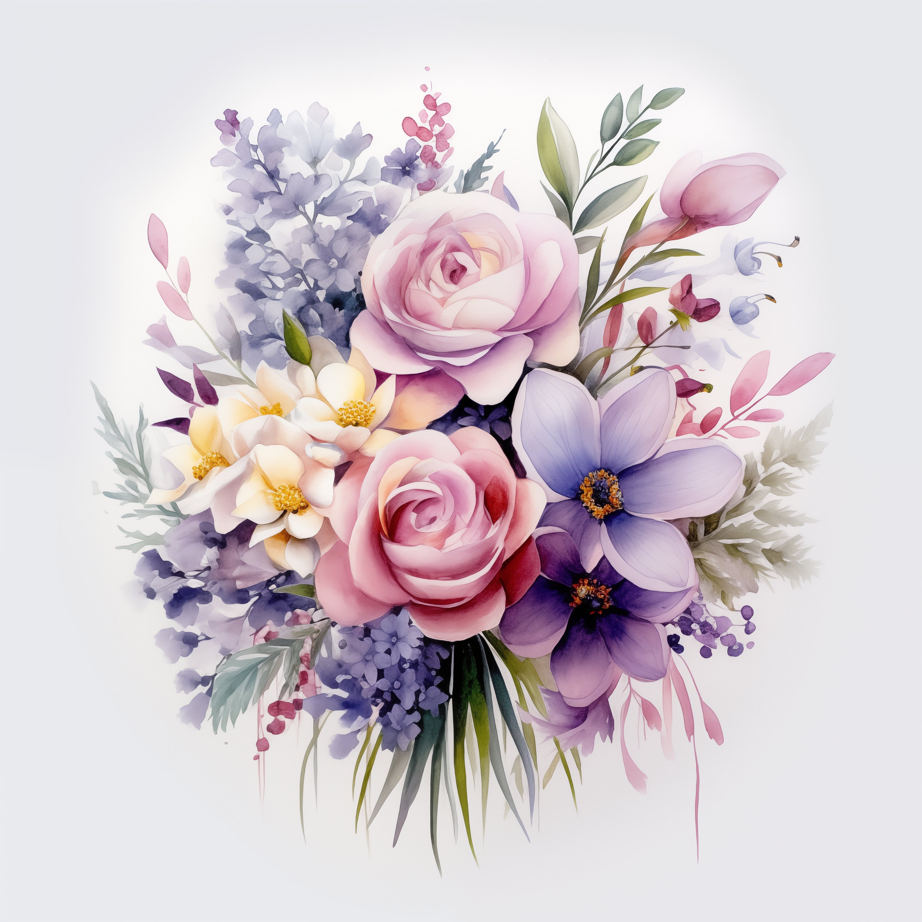 12 Watercolor Flower Bouquets Clipart Bundle PNG Digital Download ...