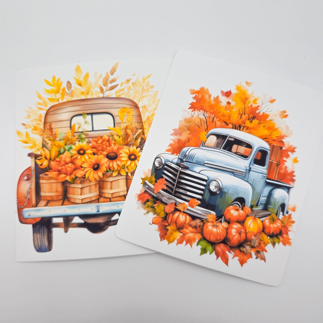 Vinyl Fall Sticker Set of 2, Truck Bed Fall Flowers, Hydro Flask ...
