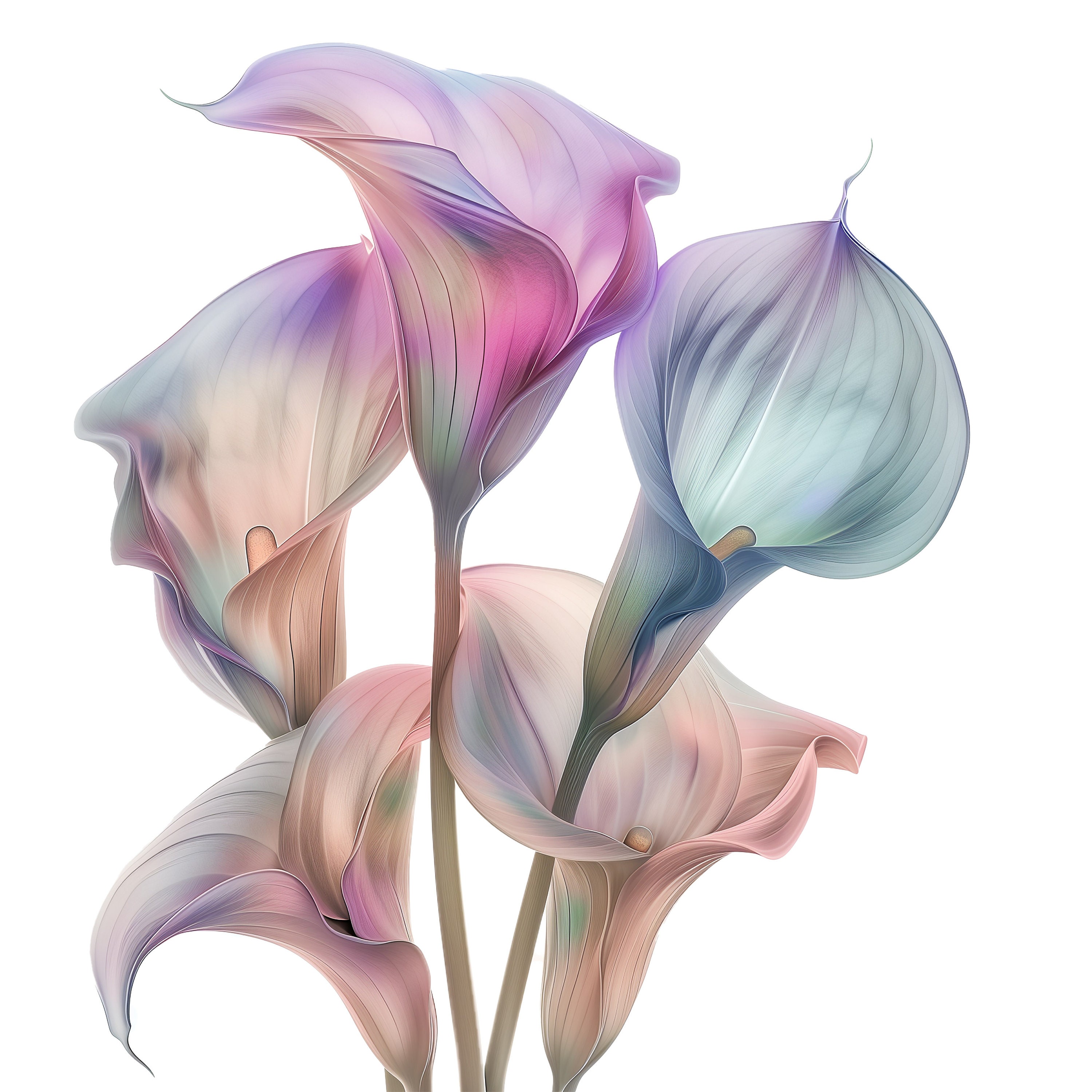 Transparent Background Abstract Calla Lily PNG Clipart Bundle Digital ...
