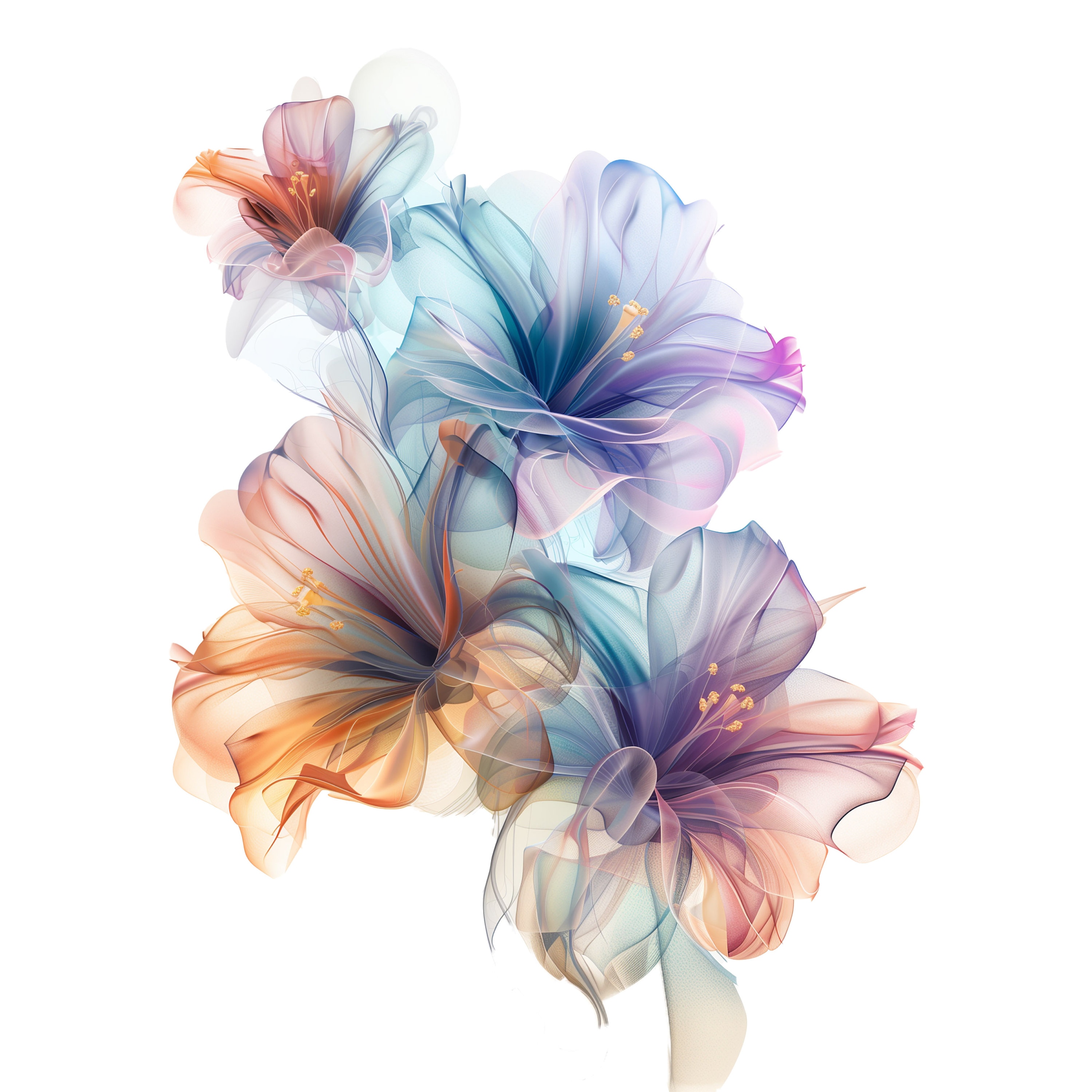 Transparent Background Abstract Flower PNG Clipart Bundle Digital ...