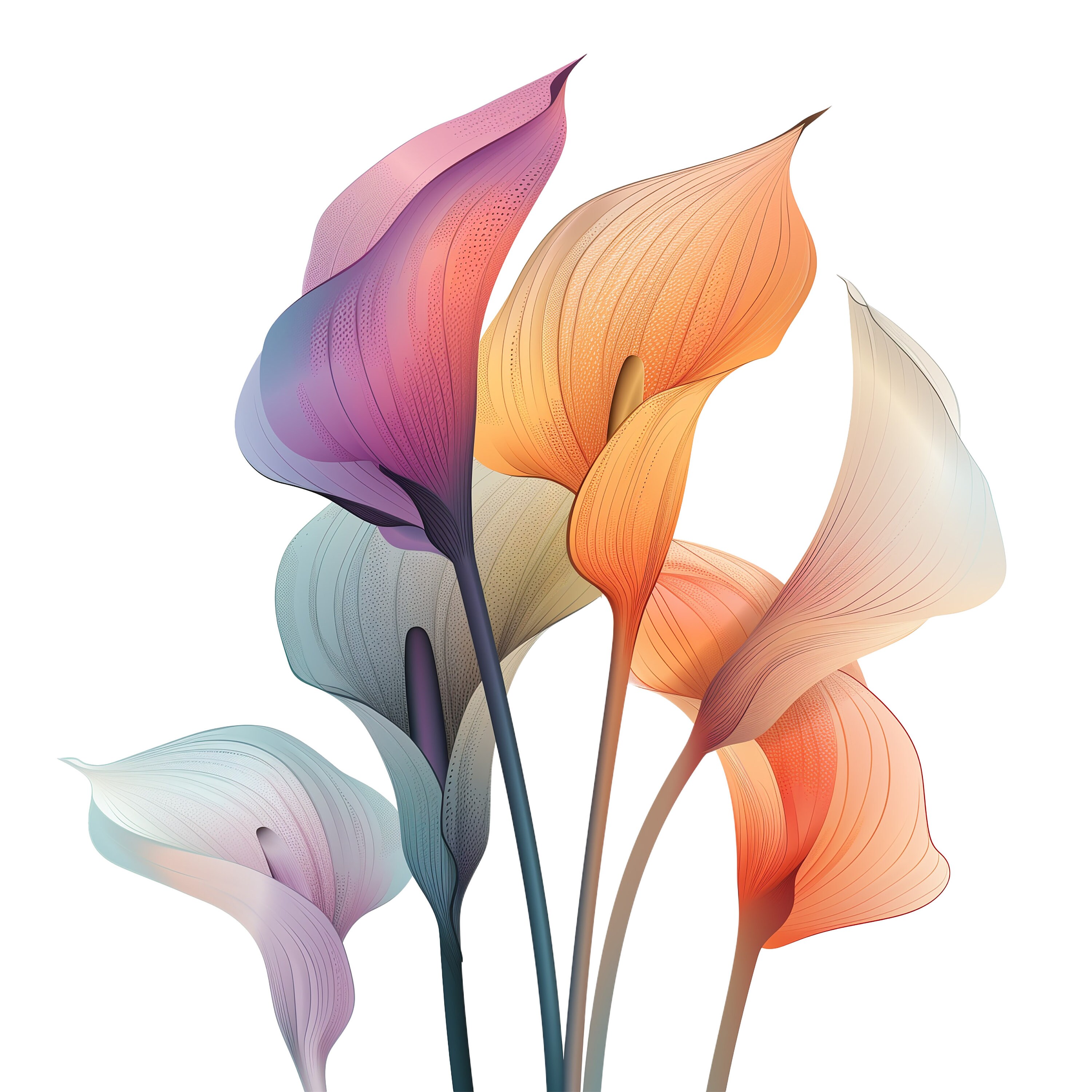Transparent Background Abstract Calla Lily PNG Clipart Bundle Digital ...