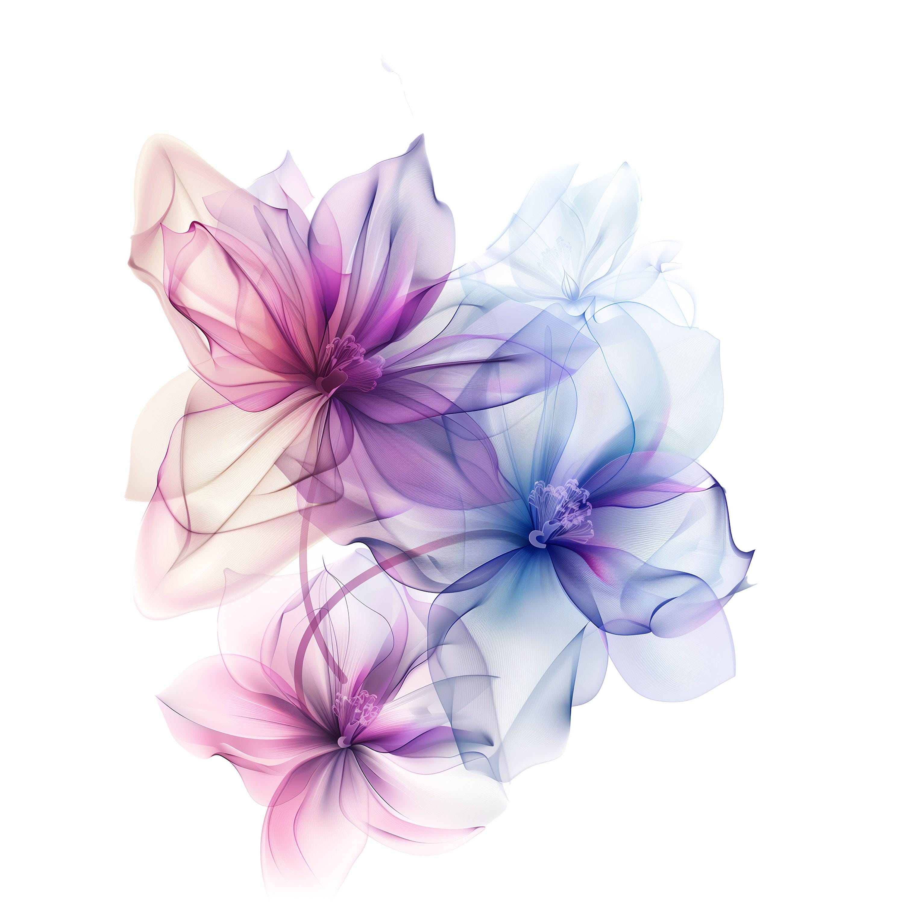 Transparent Background Abstract Flower PNG Clipart Bundle Digital ...