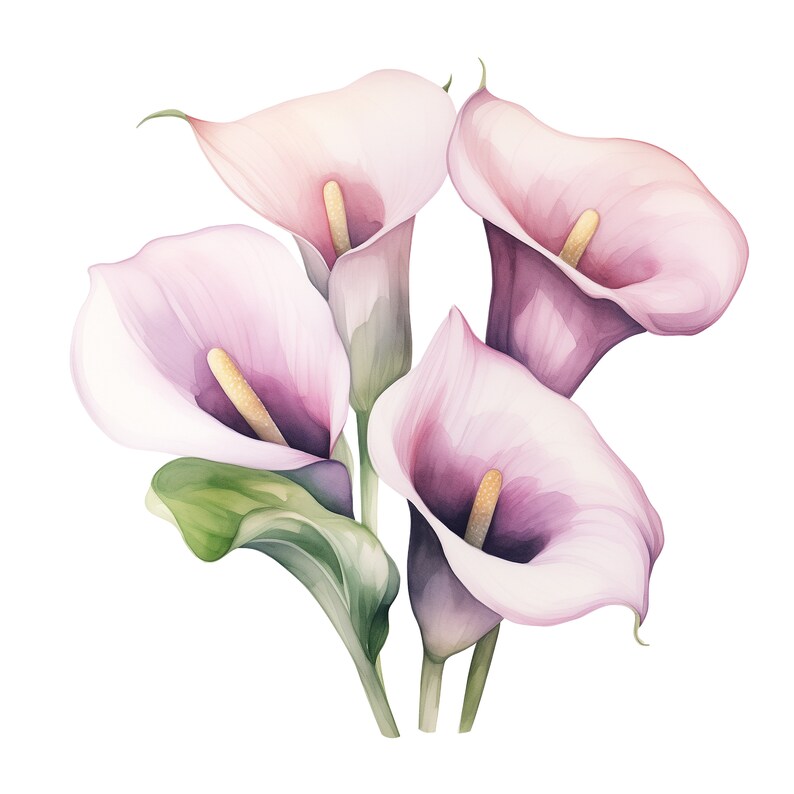 Transparent Background Watercolor Calla Lily PNG Clipart Bundle Digital ...
