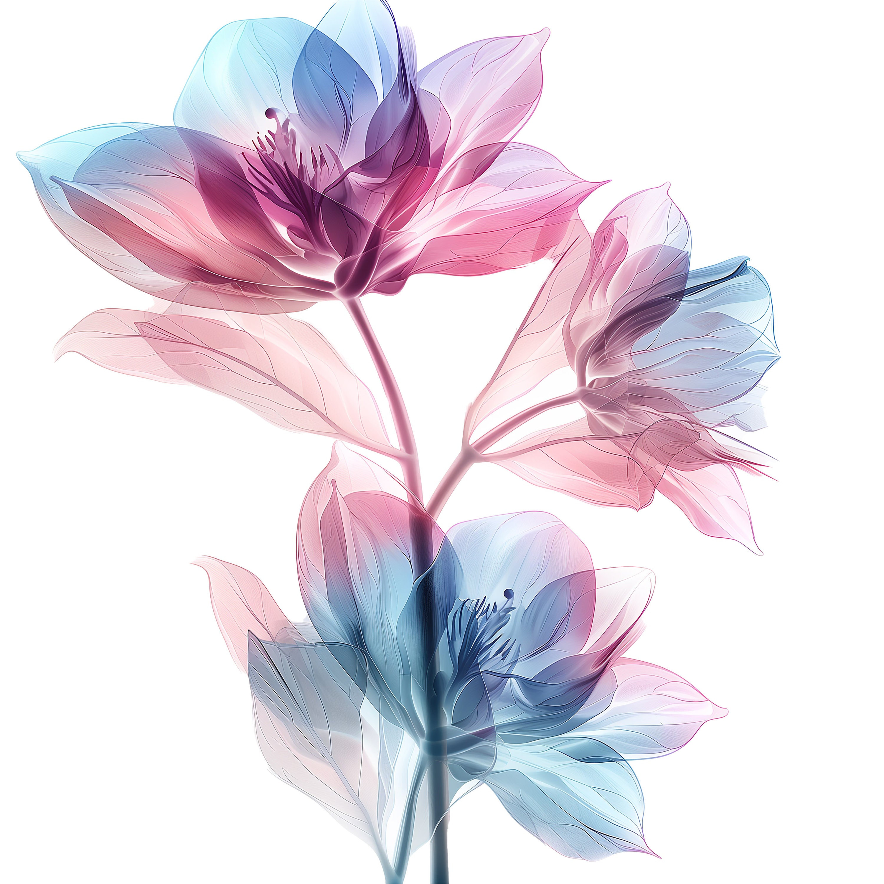 Transparent Background Abstract Flowers PNG Clipart Bundle Digital ...