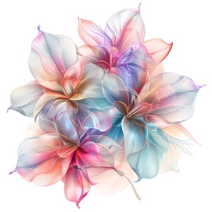 Transparent Background Abstract Flowers PNG Clipart Bundle Digital ...