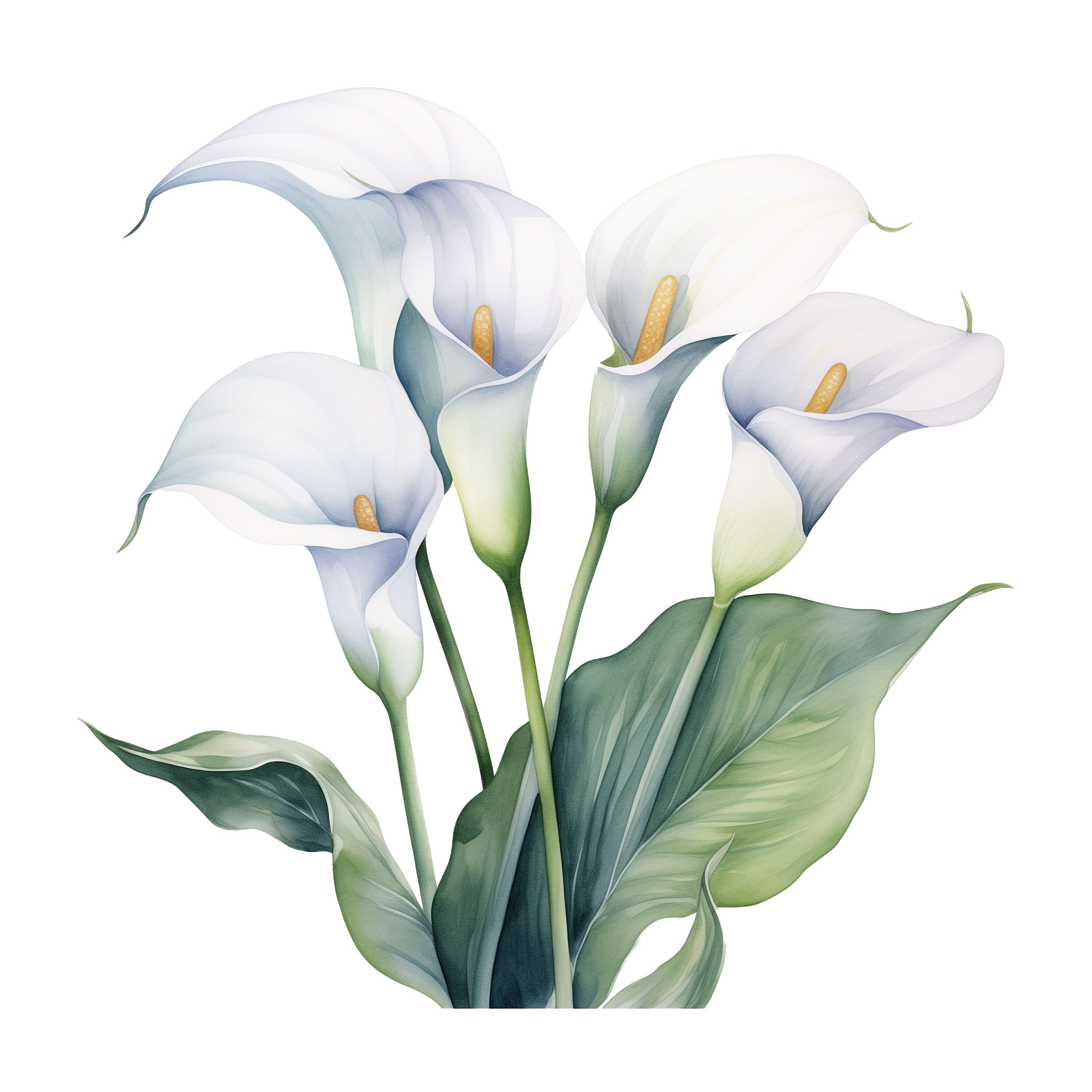 Transparent Background Watercolor Calla Lily PNG Clipart Bundle Digital ...