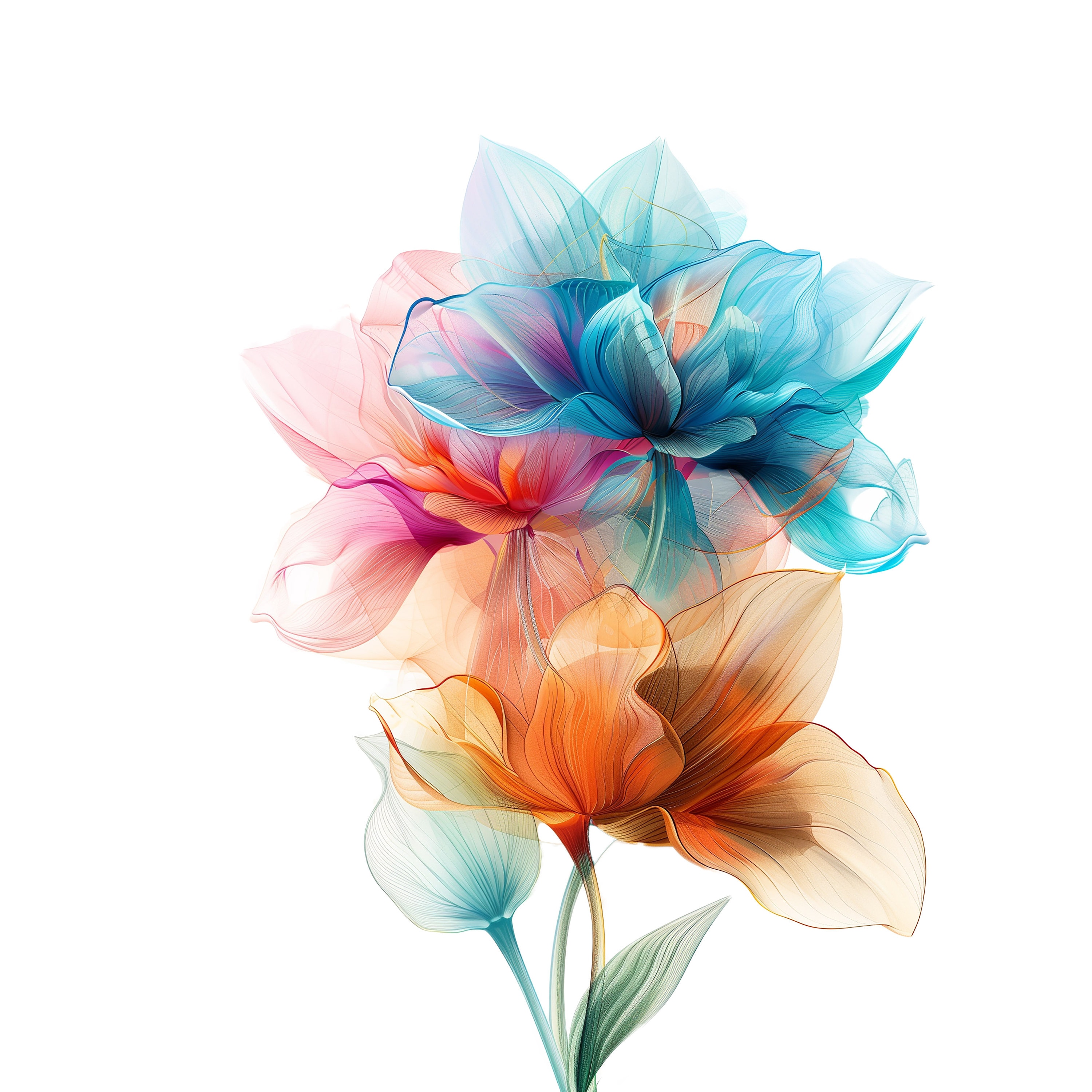 Transparent Background Abstract Flower PNG Clipart Bundle Digital ...