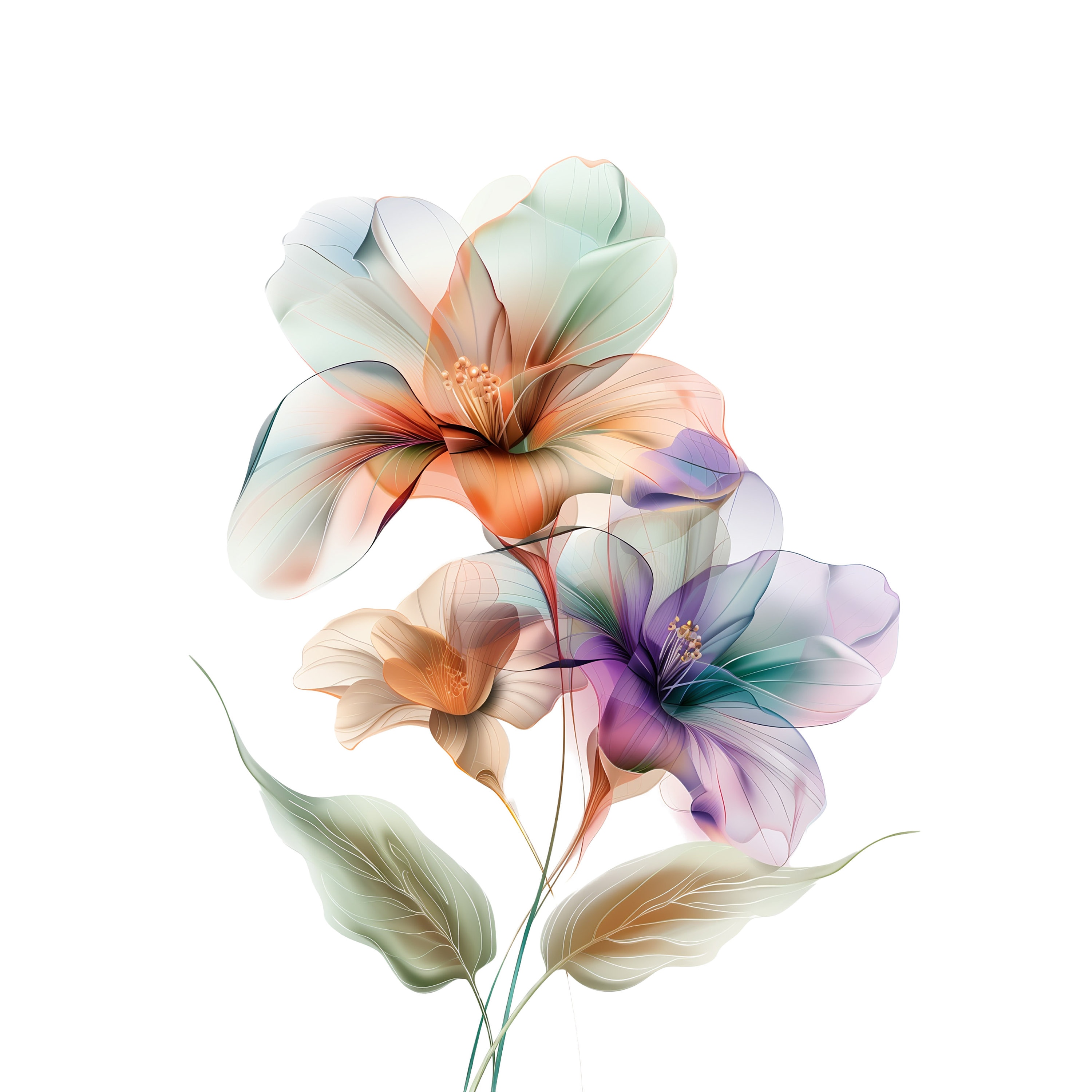 Transparent Background Abstract Flower PNG Clipart Bundle Digital ...