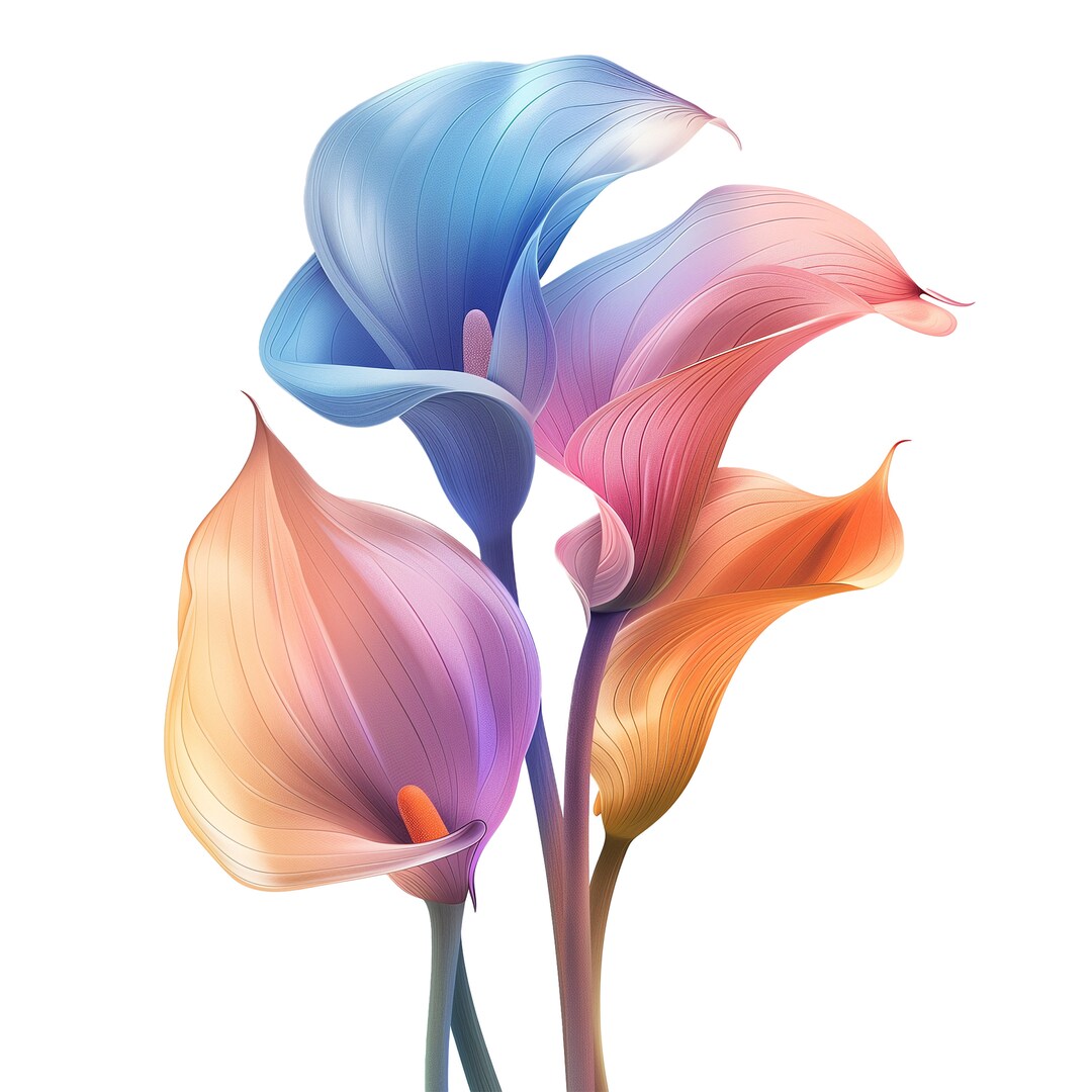 Transparent Background Abstract Calla Lily PNG Clipart Bundle Digital ...