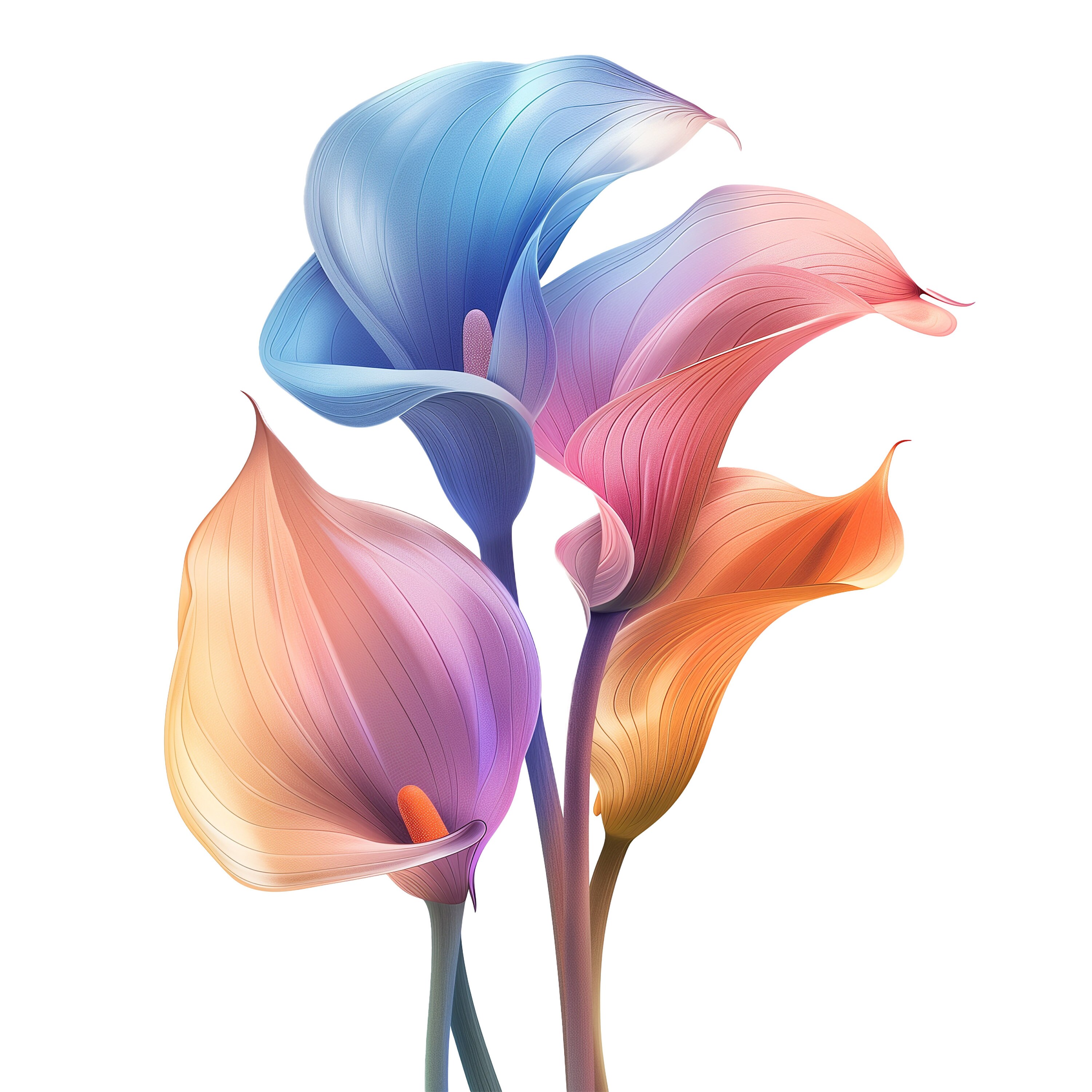 Transparent Background Abstract Calla Lily PNG Clipart Bundle Digital ...