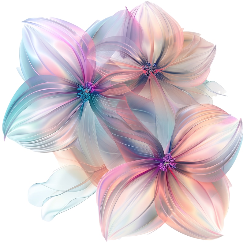 Transparent Background Abstract Flowers PNG Clipart Bundle Digital ...