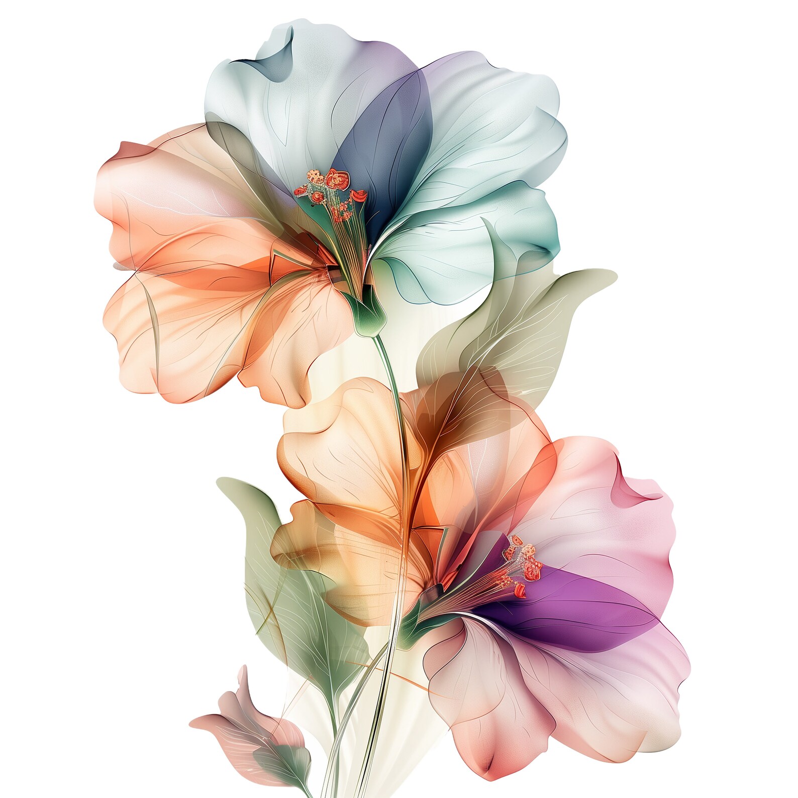 Transparent Background Abstract Flower PNG Clipart Bundle Digital ...
