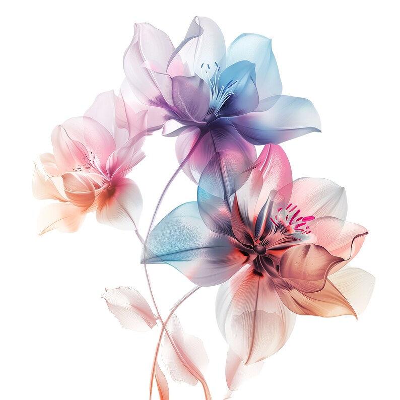 Transparent Background Abstract Flower PNG Clipart Bundle Digital ...