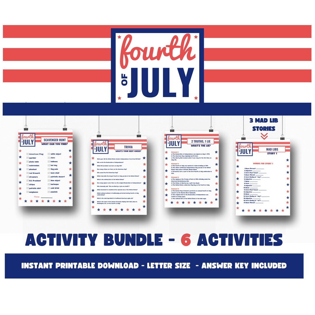 Fourth of July Activity Bundle - Etsy