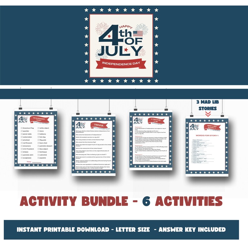 Fourth of July Activity Bundle - Etsy