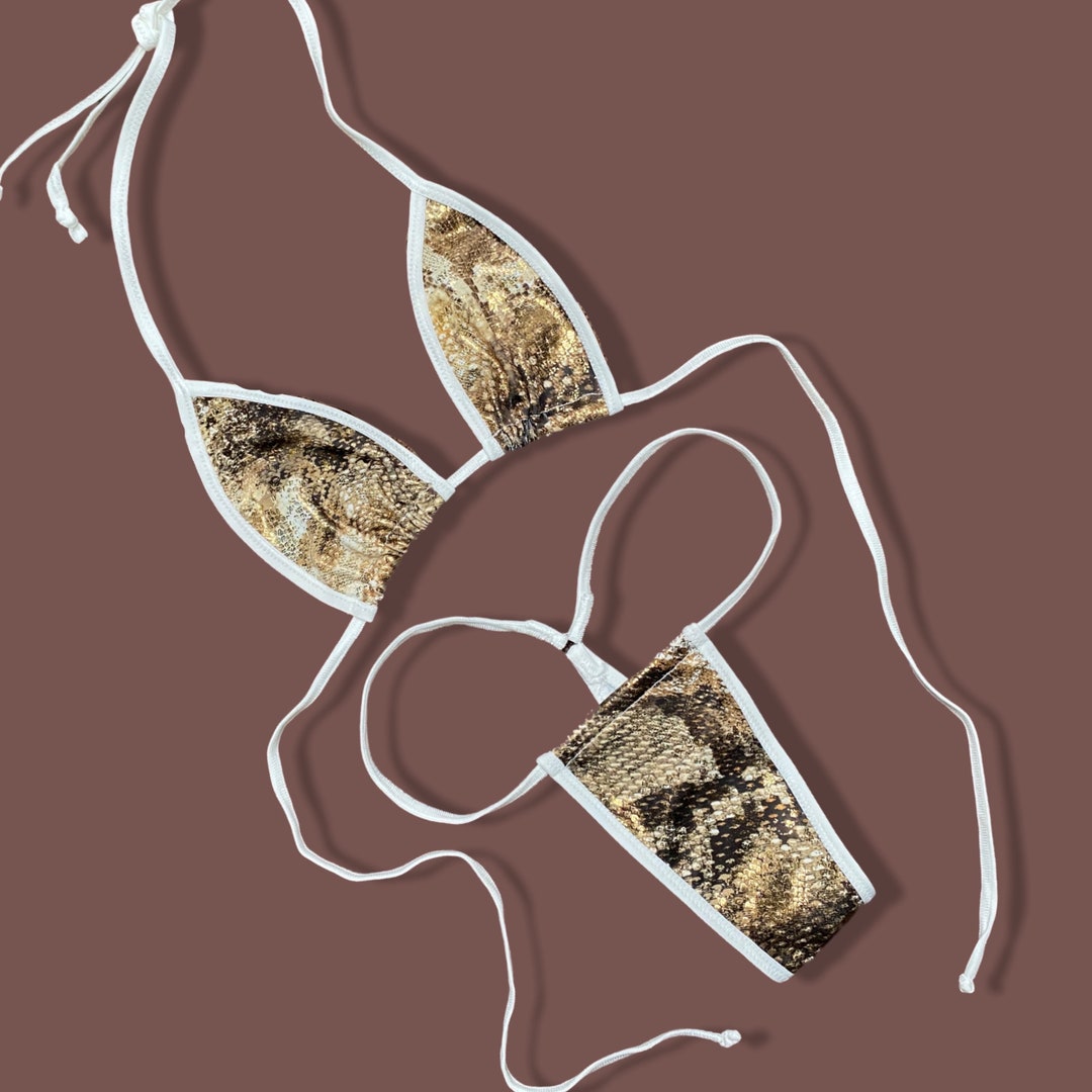 Thong String Bikini With Snake Print, Micro Woman Swimsuit - Etsy