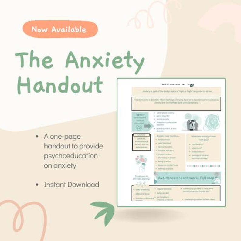 Anxiety Handout - Etsy
