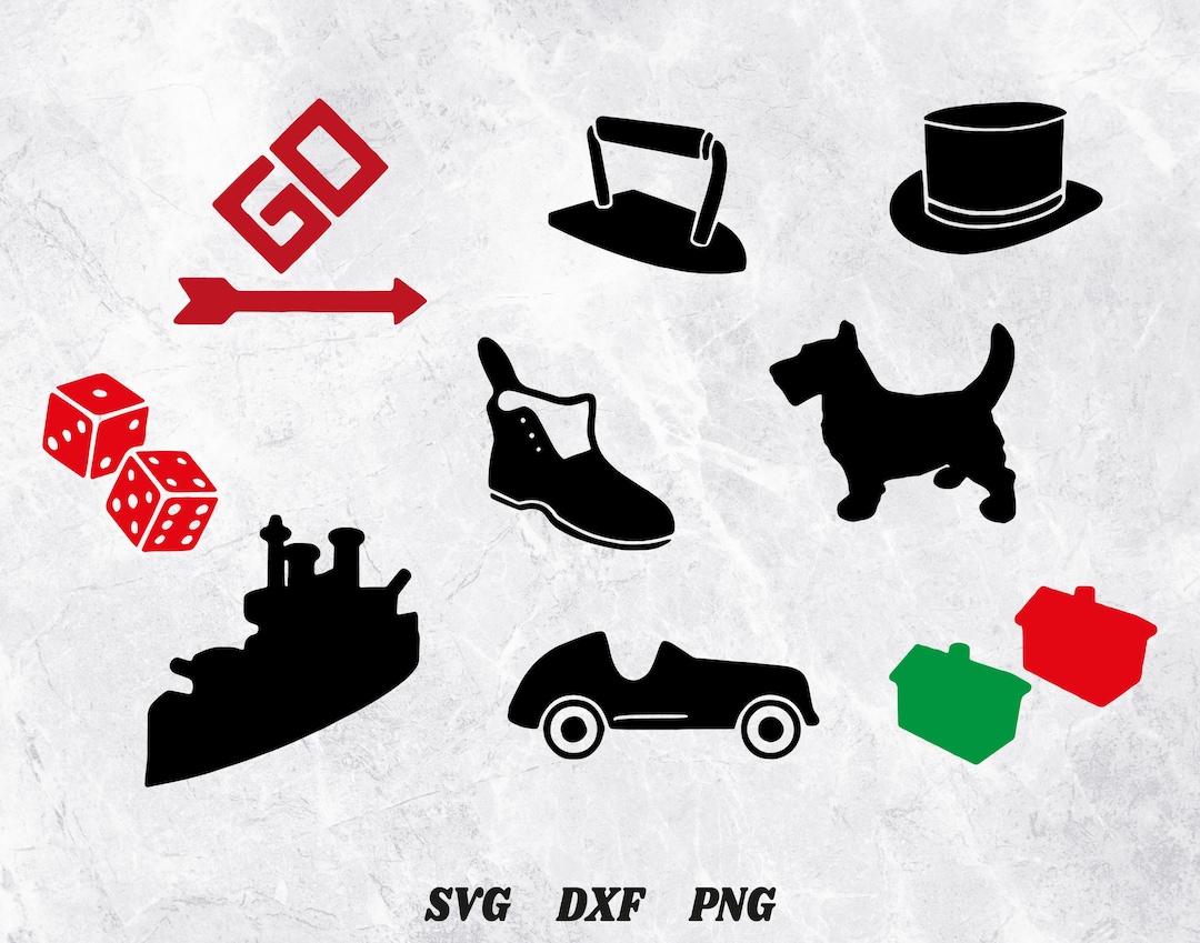 Monopoly Game Pieces SVG Instant Download Svg Png Dxf Cut - Etsy Australia