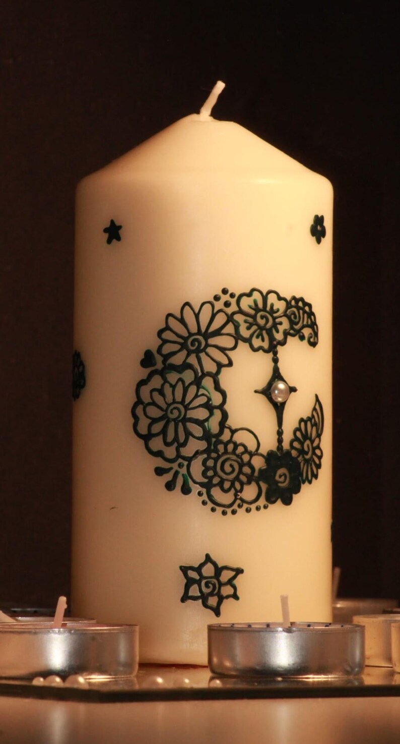 Flower Moon Mehndi/henna Large Candle - Etsy UK