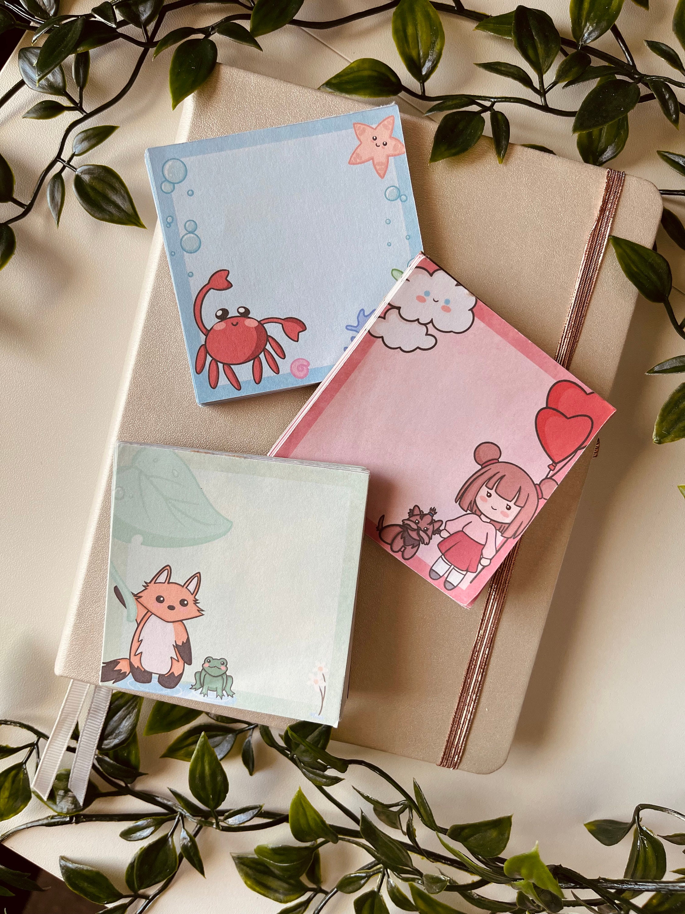 Sticky Notepads, 50ct Each, Cute Notepads, Pastel Notepads, Kawaii ...