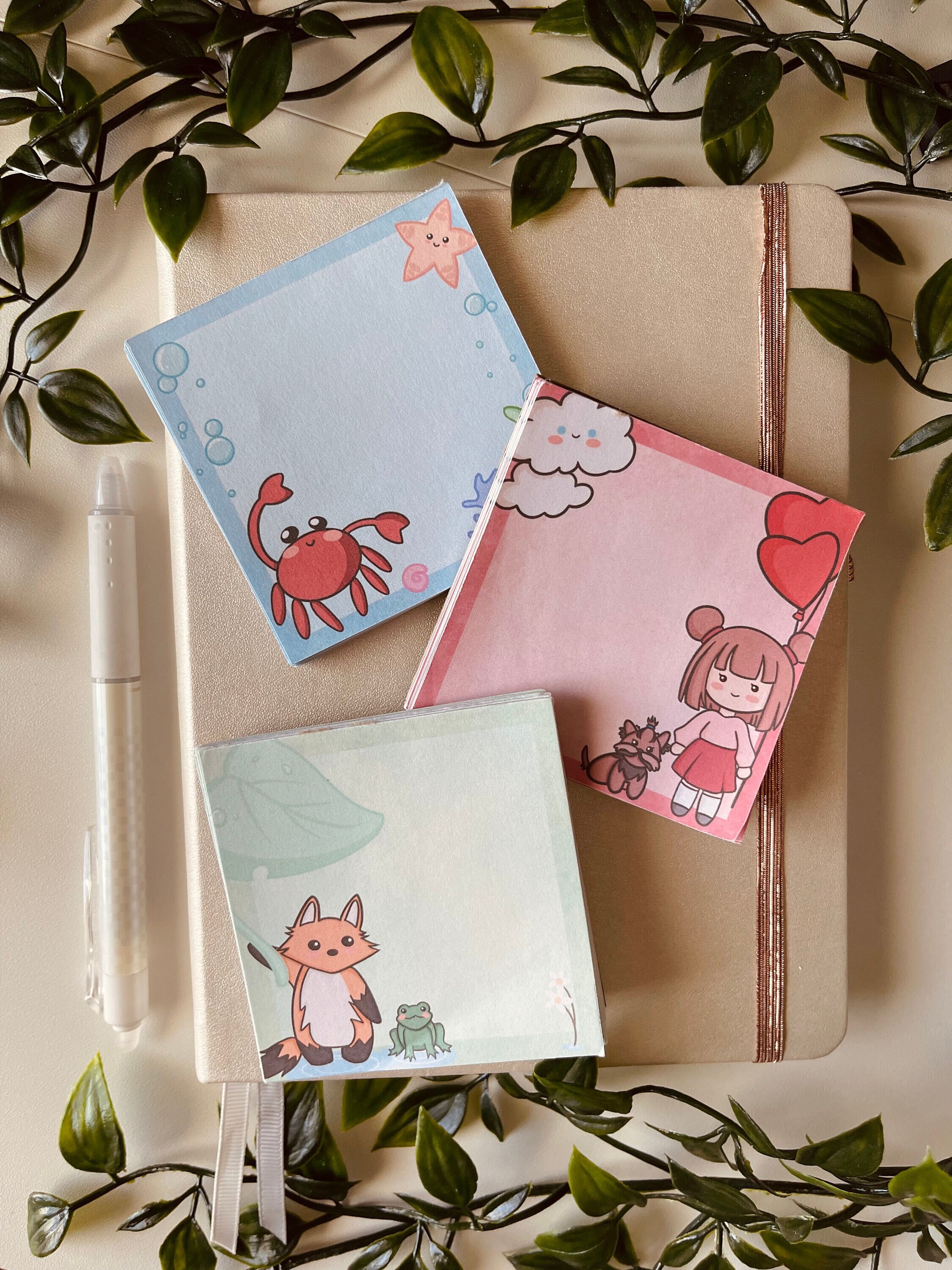 Sticky Notepads, 50ct Each, Cute Notepads, Pastel Notepads, Kawaii ...