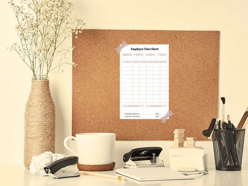 Employee Time Sheet, Timekeeping Sheet, Printable Timesheet, Work Log ...