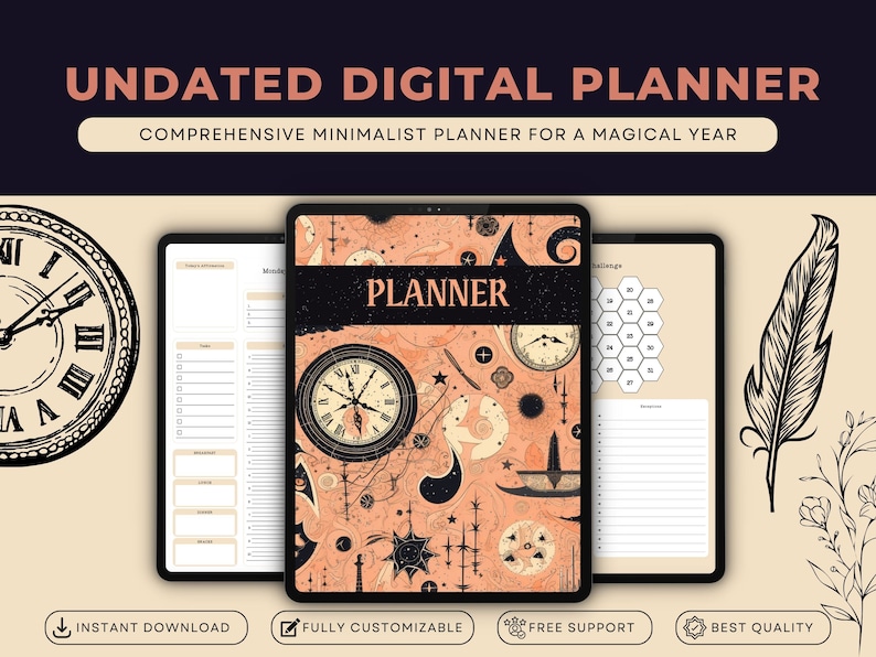Undated Digital Planner, Digital Calendar, Goodnotes Planner, Daily ...