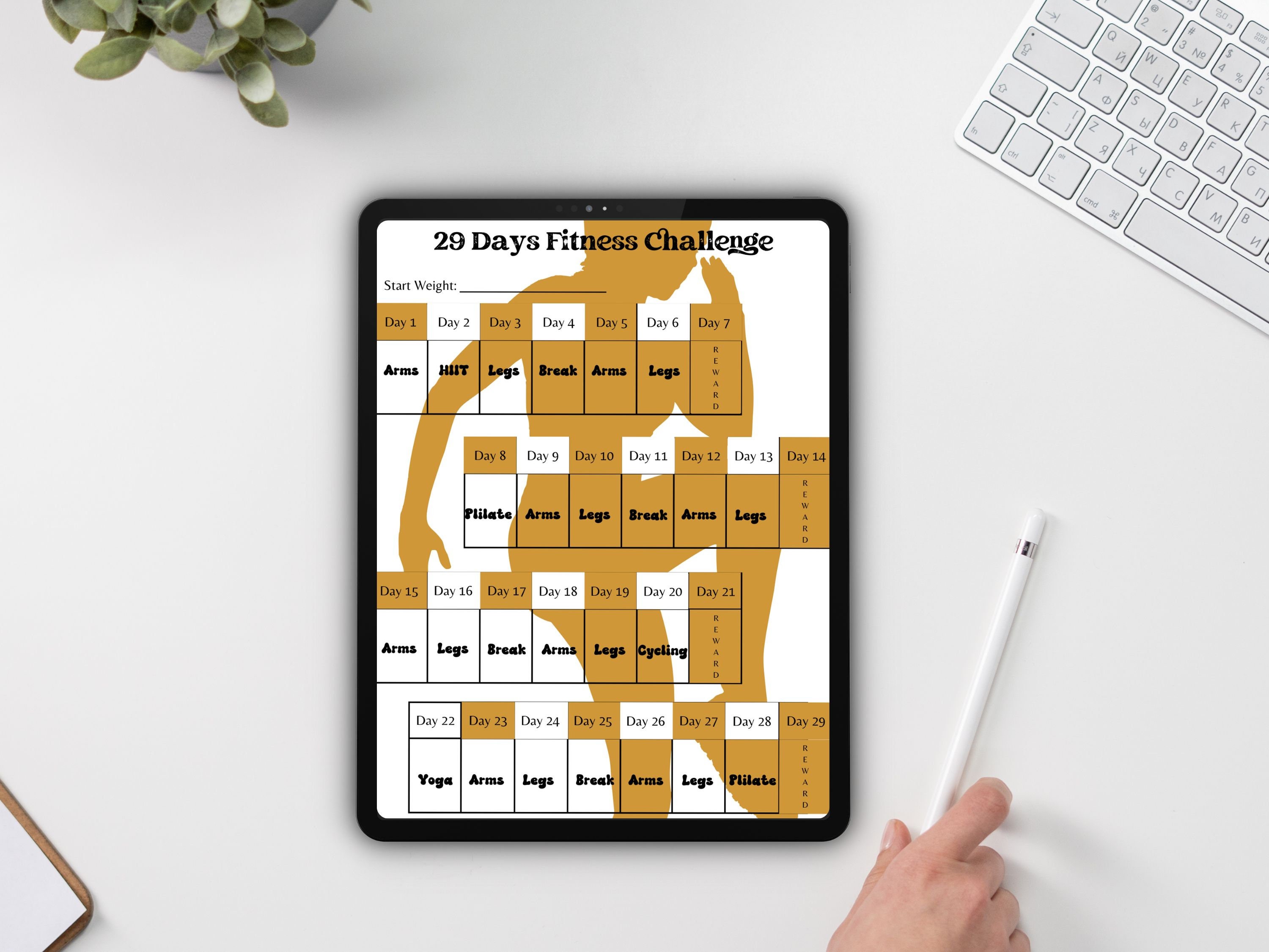 Fitness Challenge Template, Printable Fitness Planner Template ...