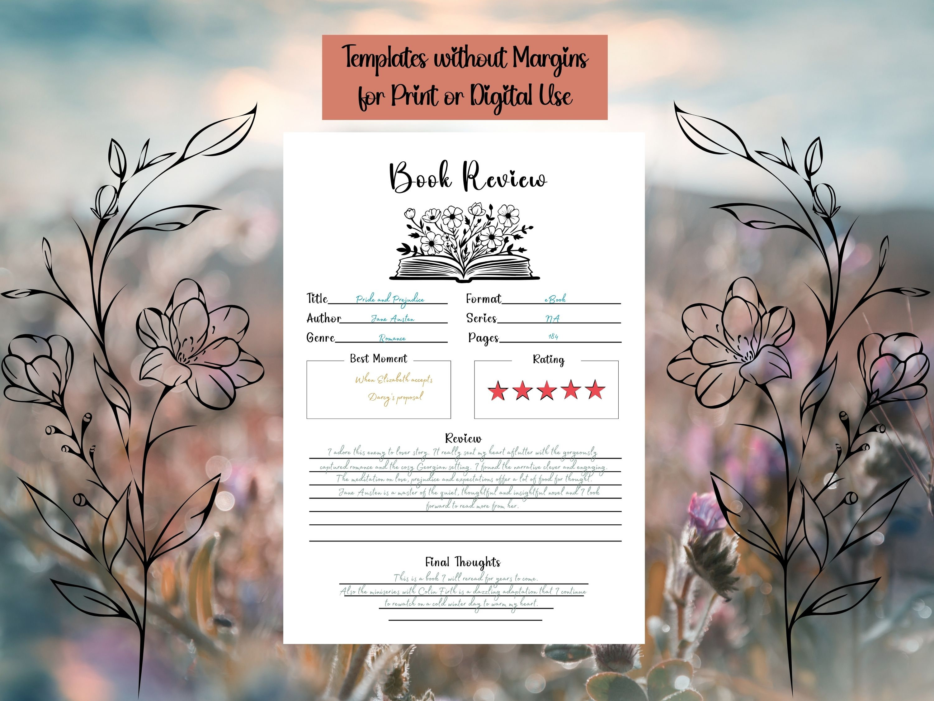 Printable Reading Template, Template Bundle, TBR List | Reading Log ...