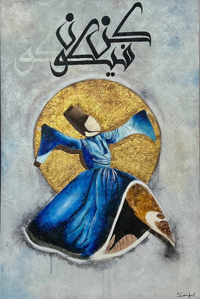Blue Dervish | Blue Rumi Painting | Whirling Dervish Artwork | Goldleaf ...