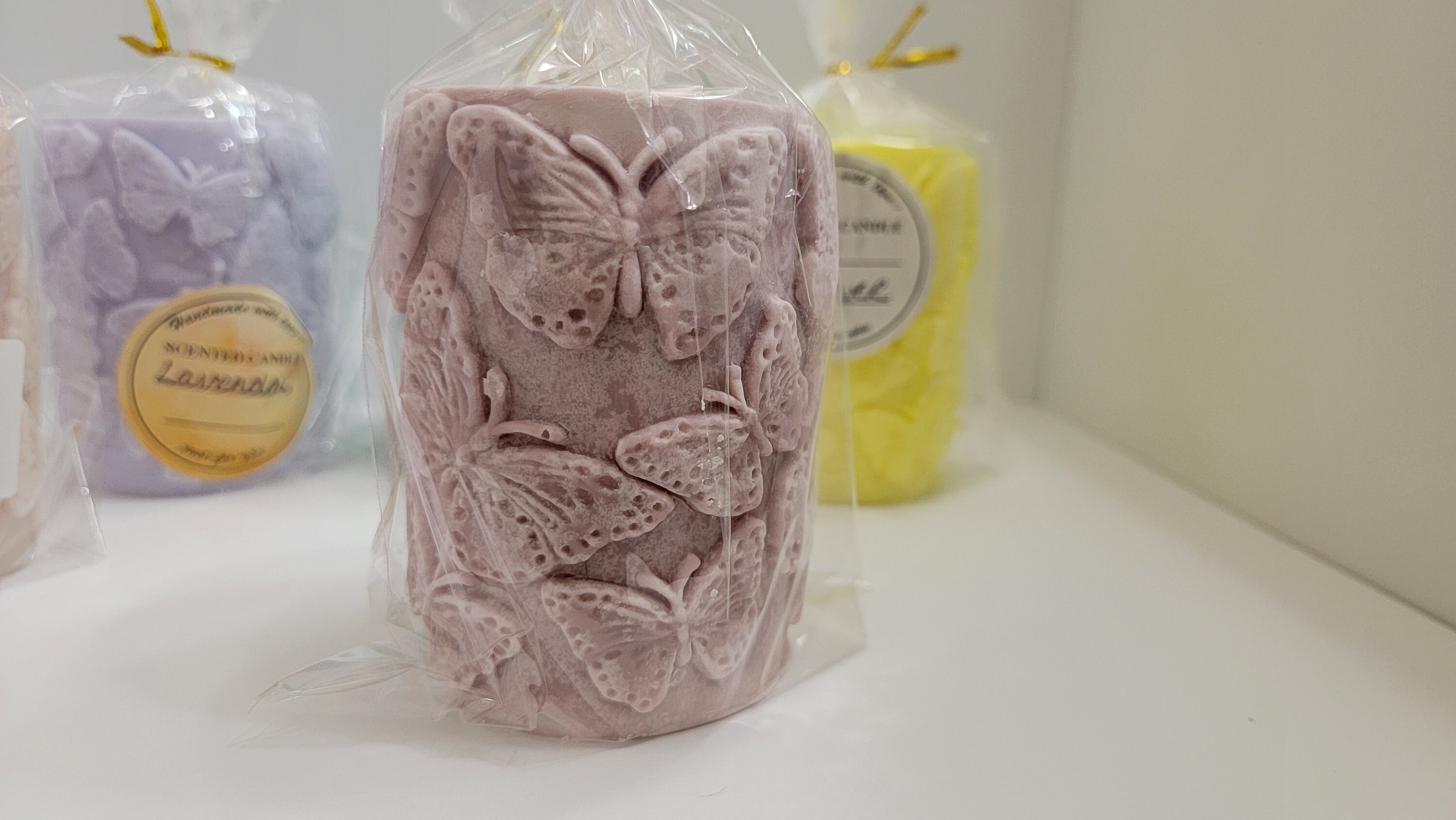 Embossed Butterfly Scented Pillar Candle hand-poured - Etsy