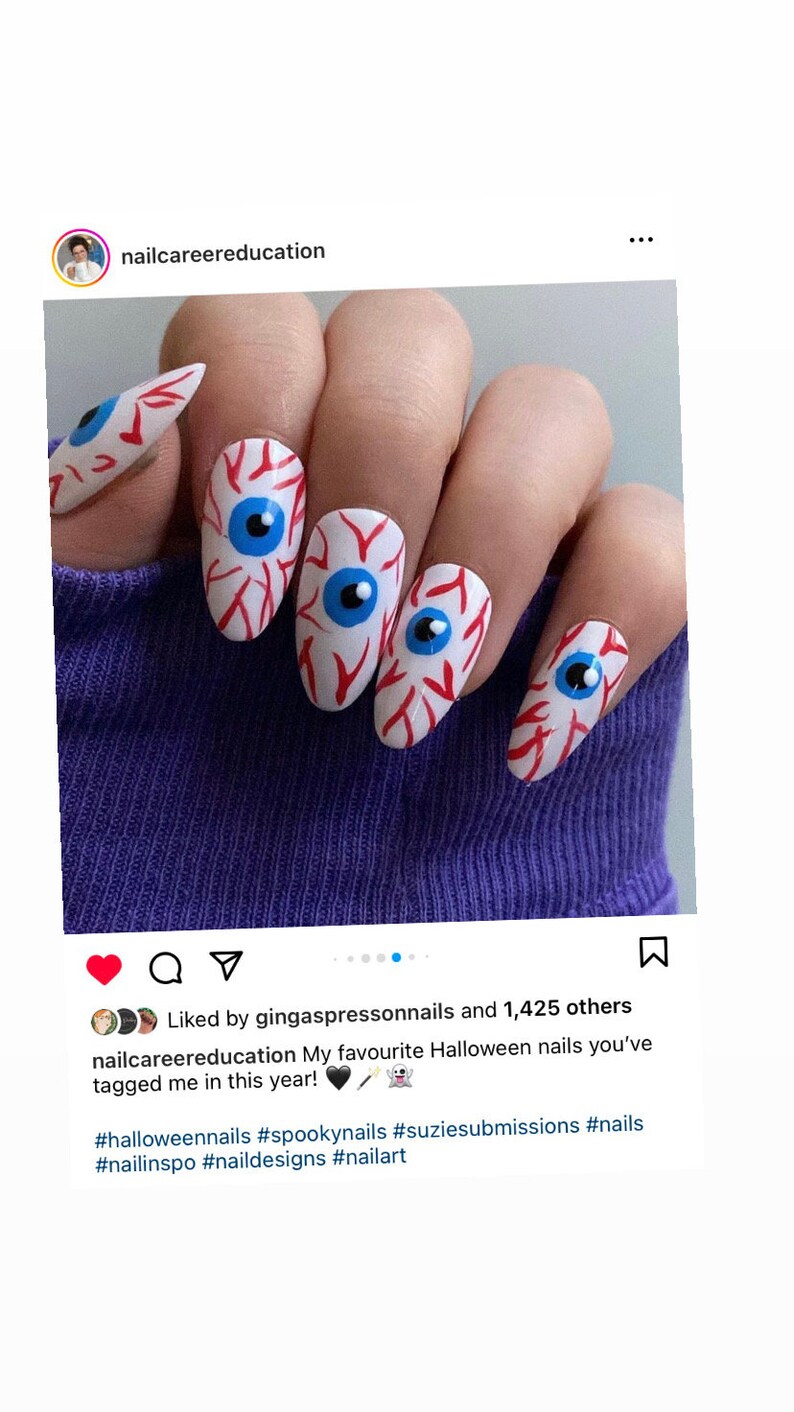 Eyeballs, Halloween Nails, Press on Nails, Eyes, Spooky Nails, Nail Art ...
