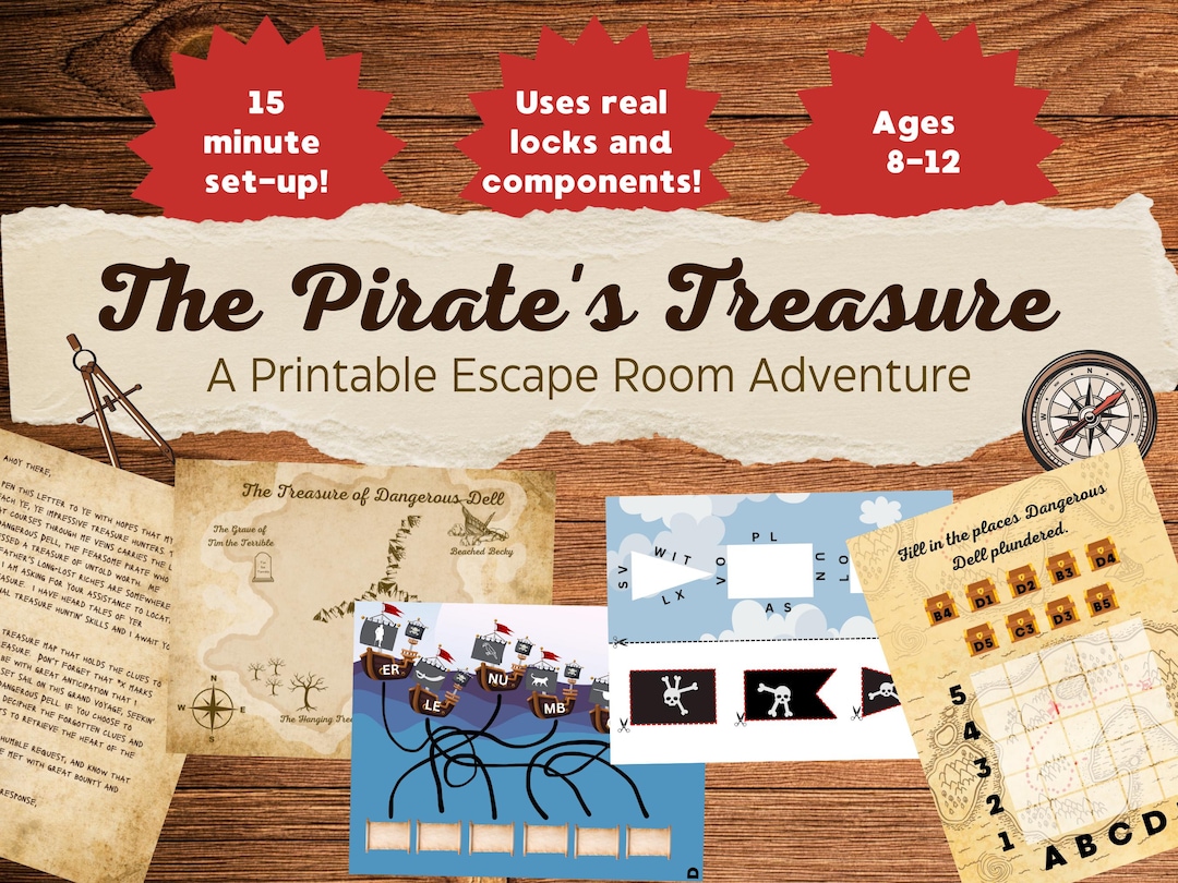 Pirate's Treasure Escape Room: Kids Printable Treasure Hunt (digital ...