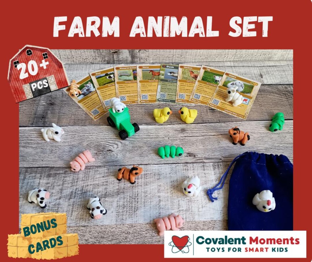 Farm Animal Figurines With Fact Cards: Montessori Homeschool Toy - Etsy