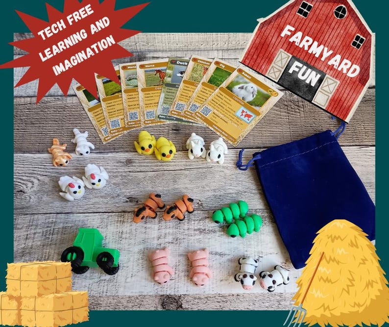 Farm Animal Figurines With Fact Cards: Montessori Homeschool Toy - Etsy