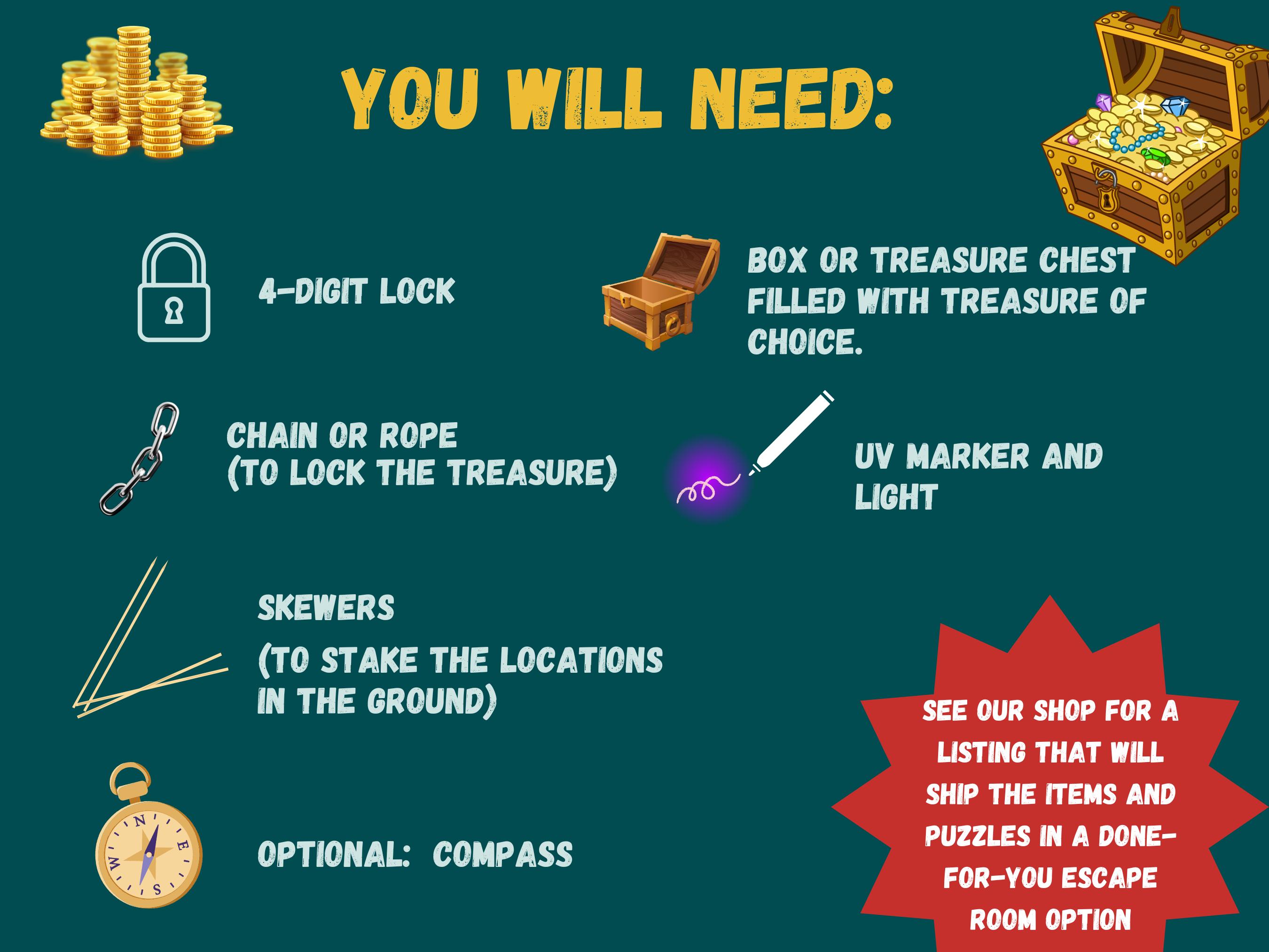Pirate's Treasure Escape Room: Kids Printable Treasure Hunt (digital ...