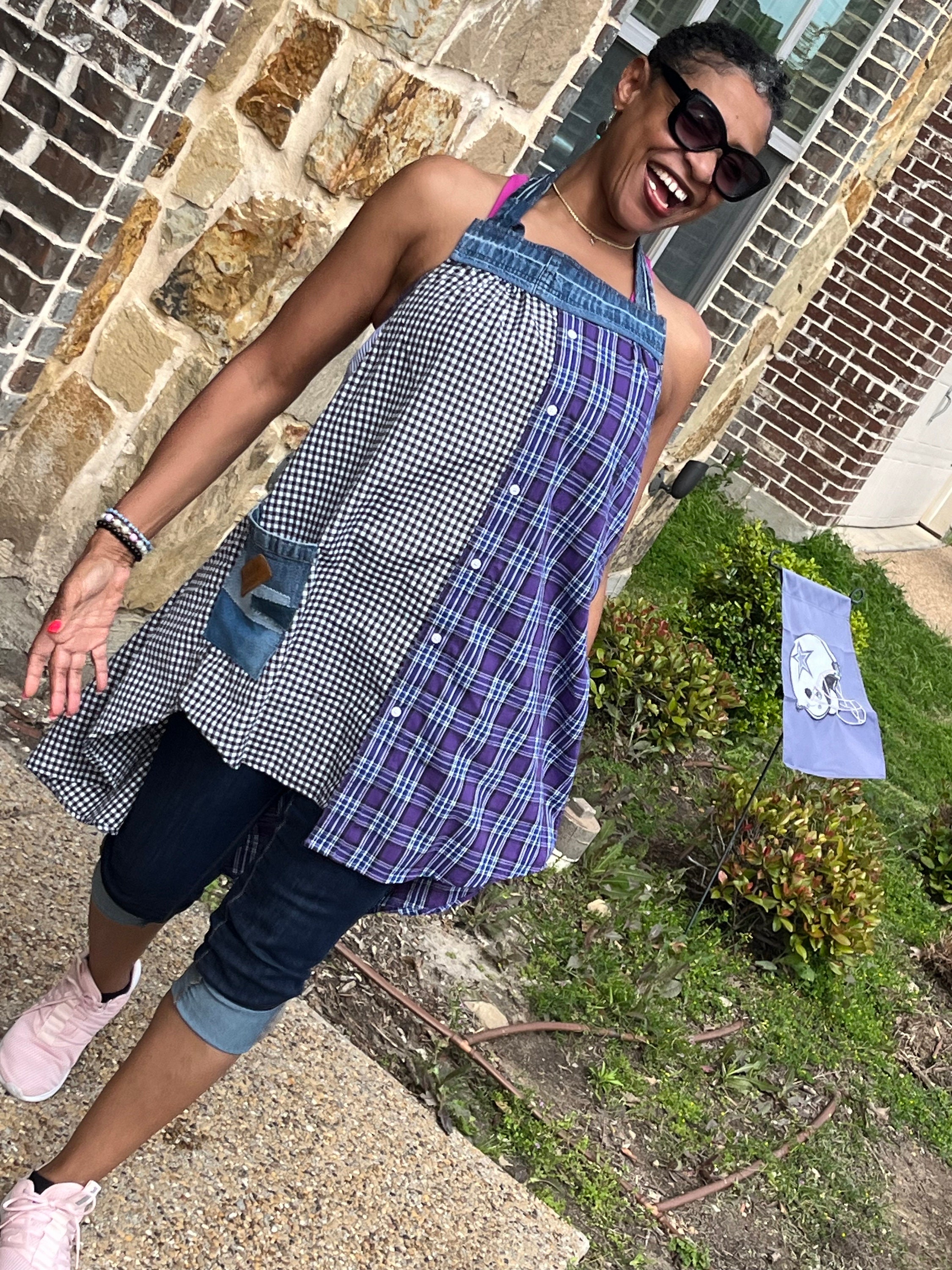 Upcycled Plaid & Denim Tunic Dress/ Top Sz Medium-2xl - Etsy
