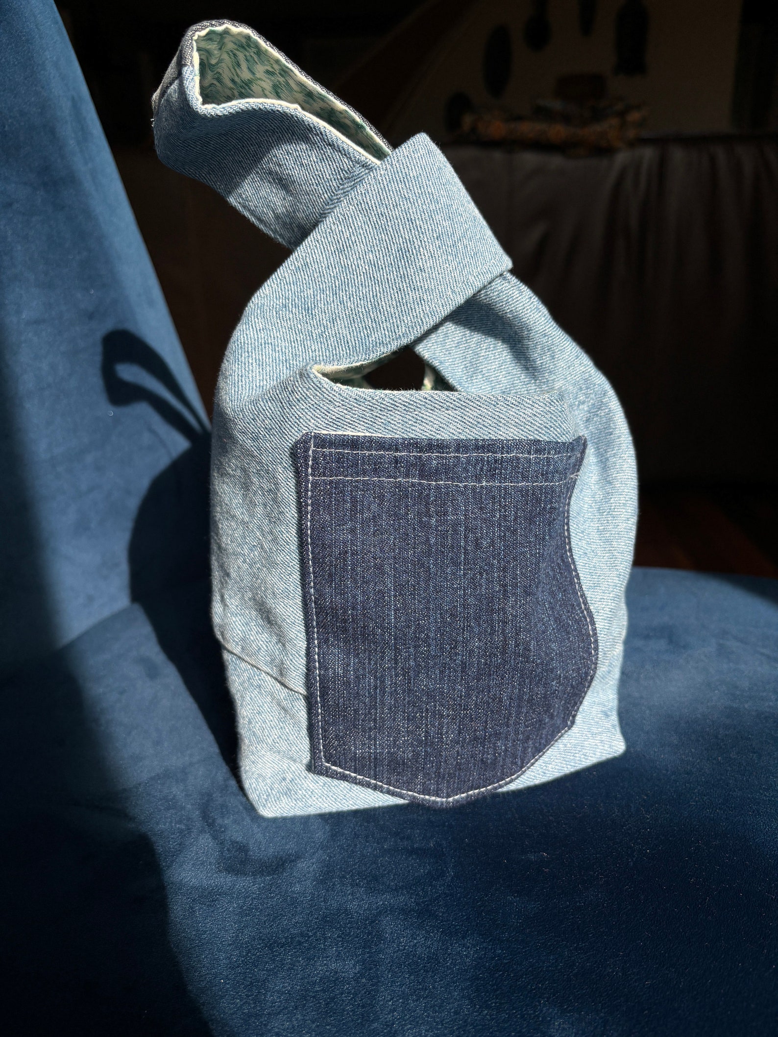 Small Denim Knot Bag From Jeans - Etsy