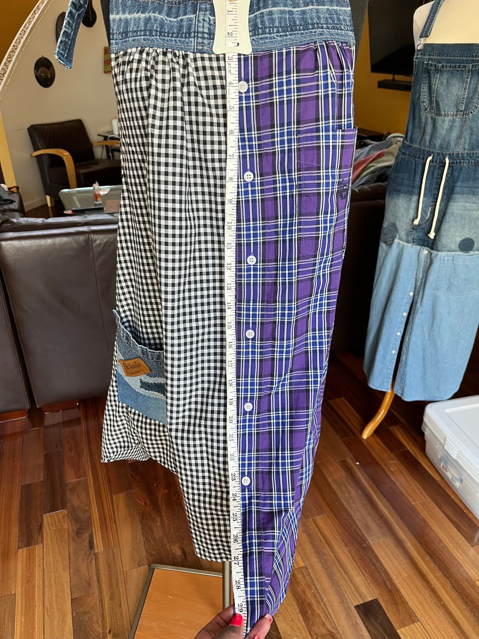 Upcycled Plaid & Denim Tunic Dress/ Top Sz Medium-2xl - Etsy