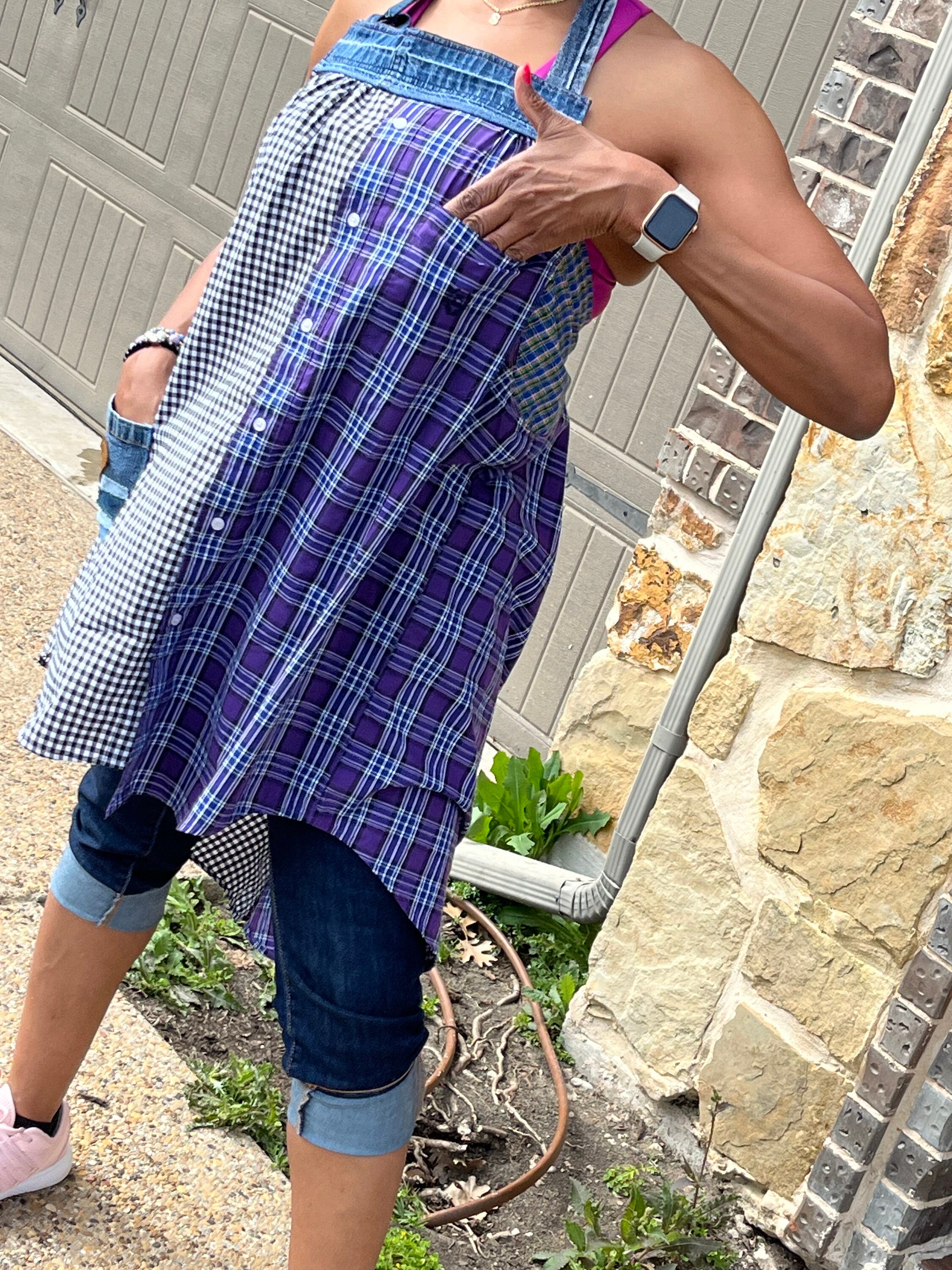 Upcycled Plaid & Denim Tunic Dress/ Top Sz Medium-2xl - Etsy