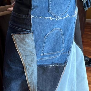 Upcycled Patchwork Denim Maxi Skirt - Etsy