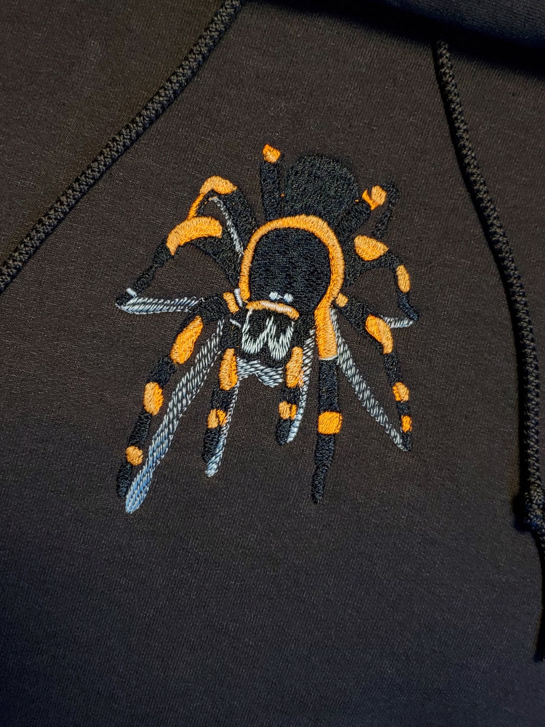 Brown Hoodie With Embroidered Tarantula Glow in the Dark Fluorescent ...