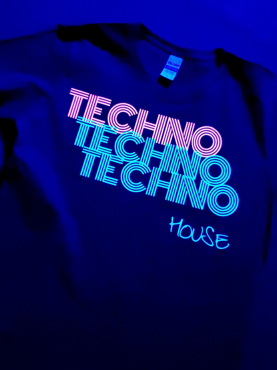 Techno House Music T-shirt With Fluorescent and Glow in the Dark ...
