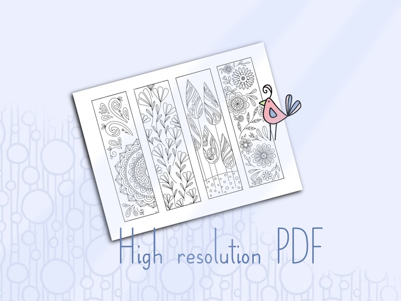 Bookmarks to Color Boho Flower Doodles, Hand Drawn Printable Bookmarks ...