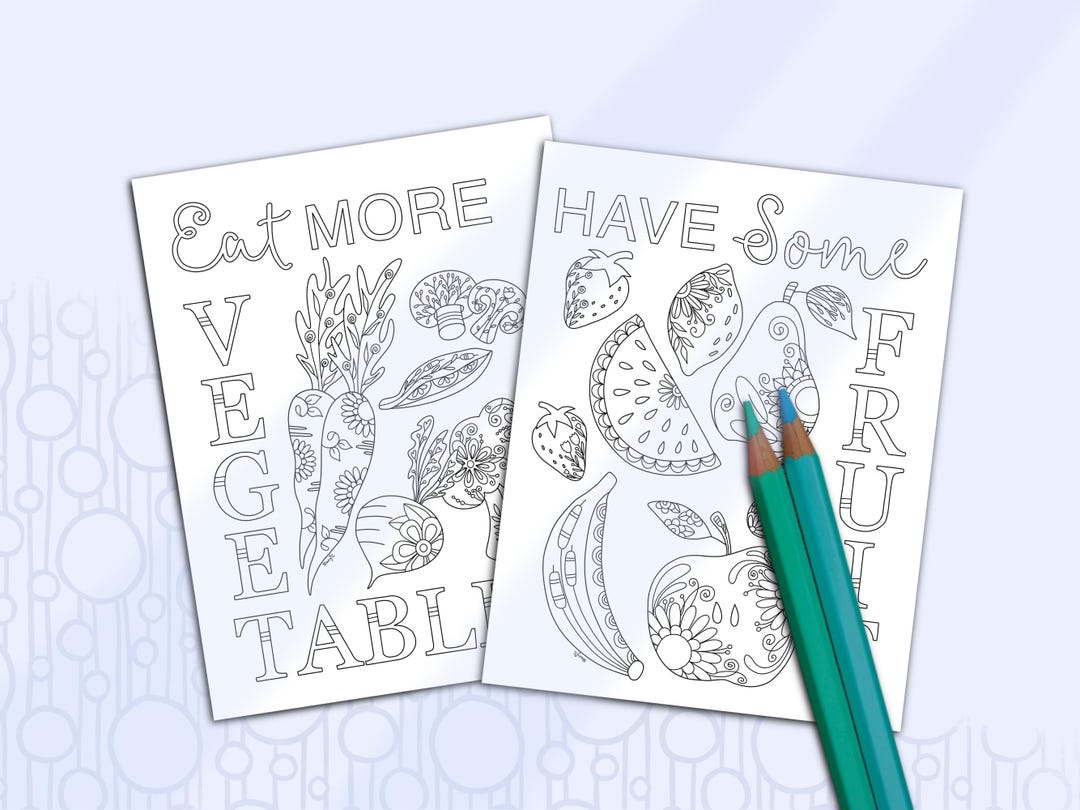 Coloring Pages Food Health, Hand Drawn Flower Doodle Fruits and ...