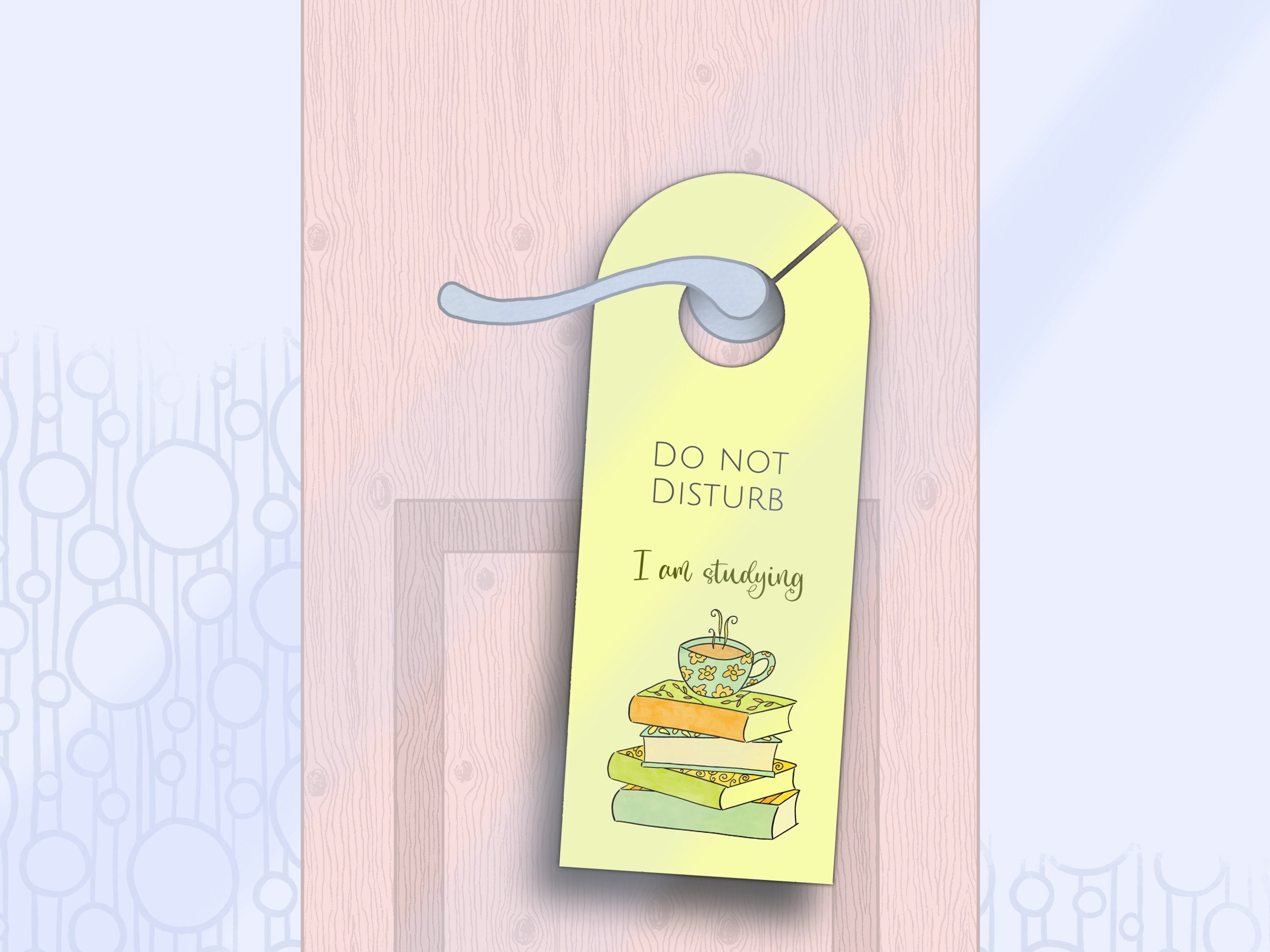 Printable Door Hanger I Am Studying, Hand Drawn Do Not Disturb ...