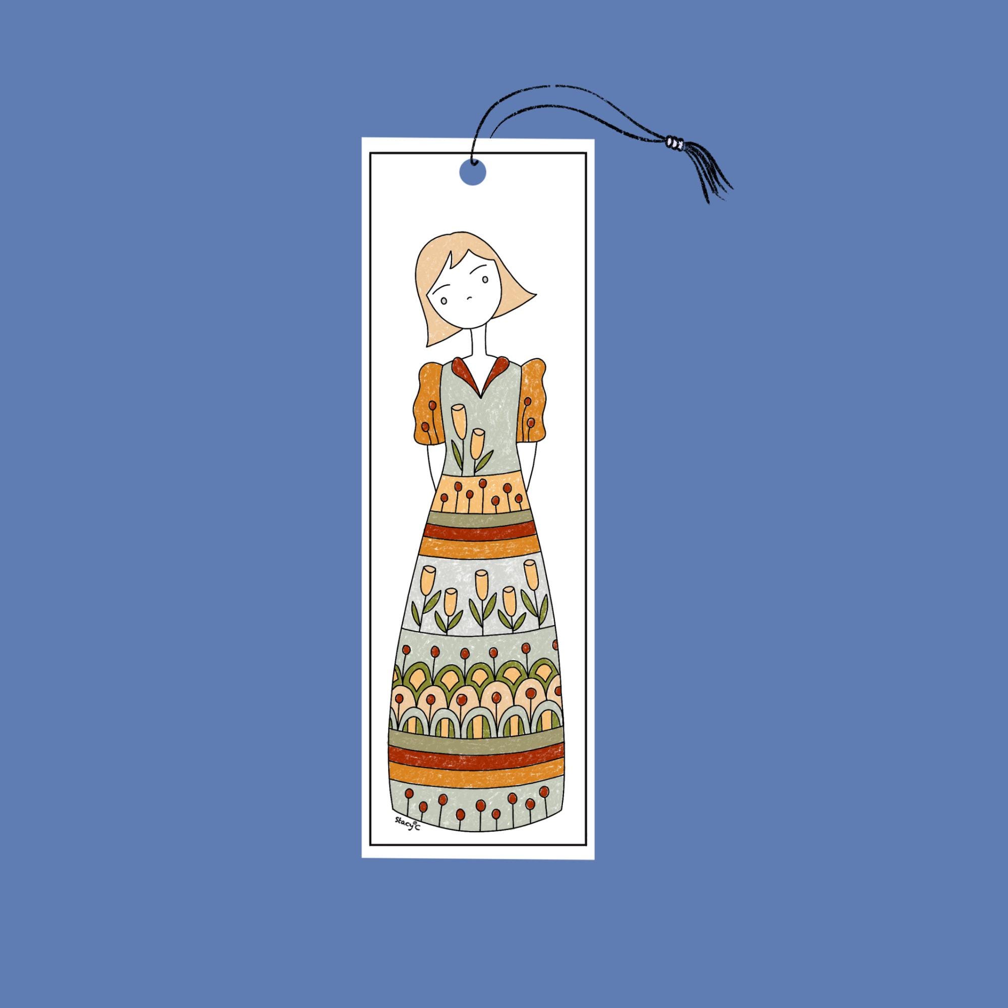 Coloring Bookmarks Naive Art | Bookmarks to Color Folk Art Women | Hand ...